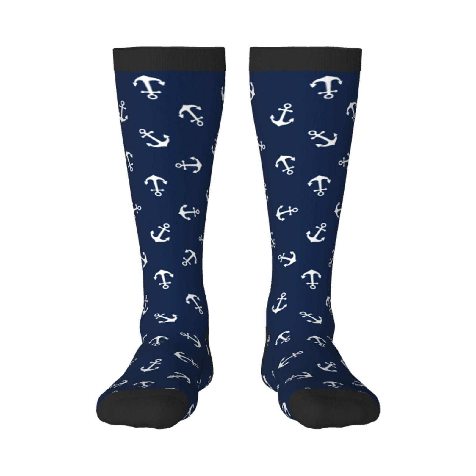 Vsdgher Nautical Themed Simple Anchors Print Thigh High Socks Extra Long Stretchy Sock Women ...