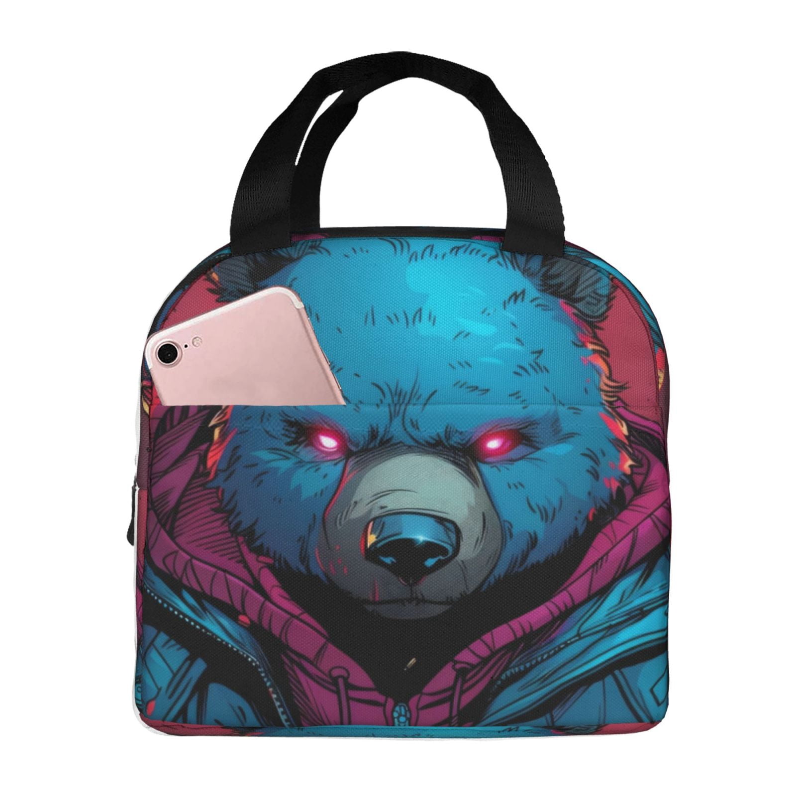 Vsdgher Neon Cyberpunk Blue Bear Lunch Bag, Lunch Box for Women Adult ...
