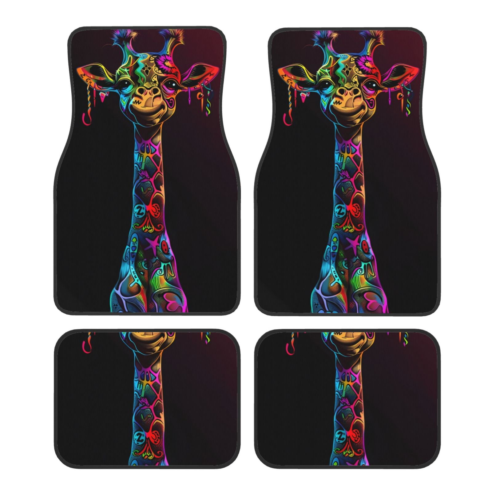 Vsdgher Neon Psychedelic Giraffe Car Foot Mat Set of 4 Pieces Universal ...