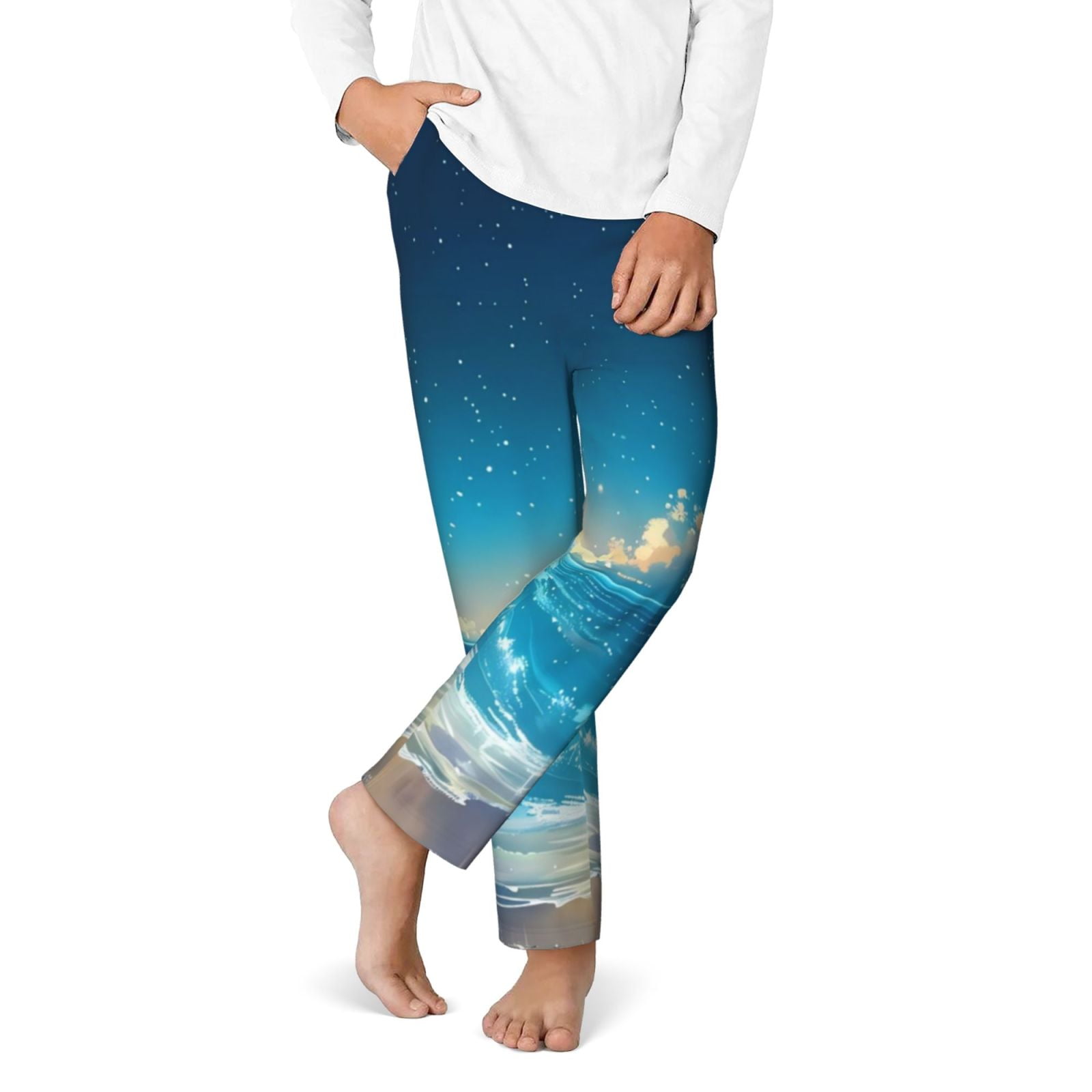 Vsdgher Night Sky Beach Scene Print Kids Pajama Pants,Long Sleep Plaid ...