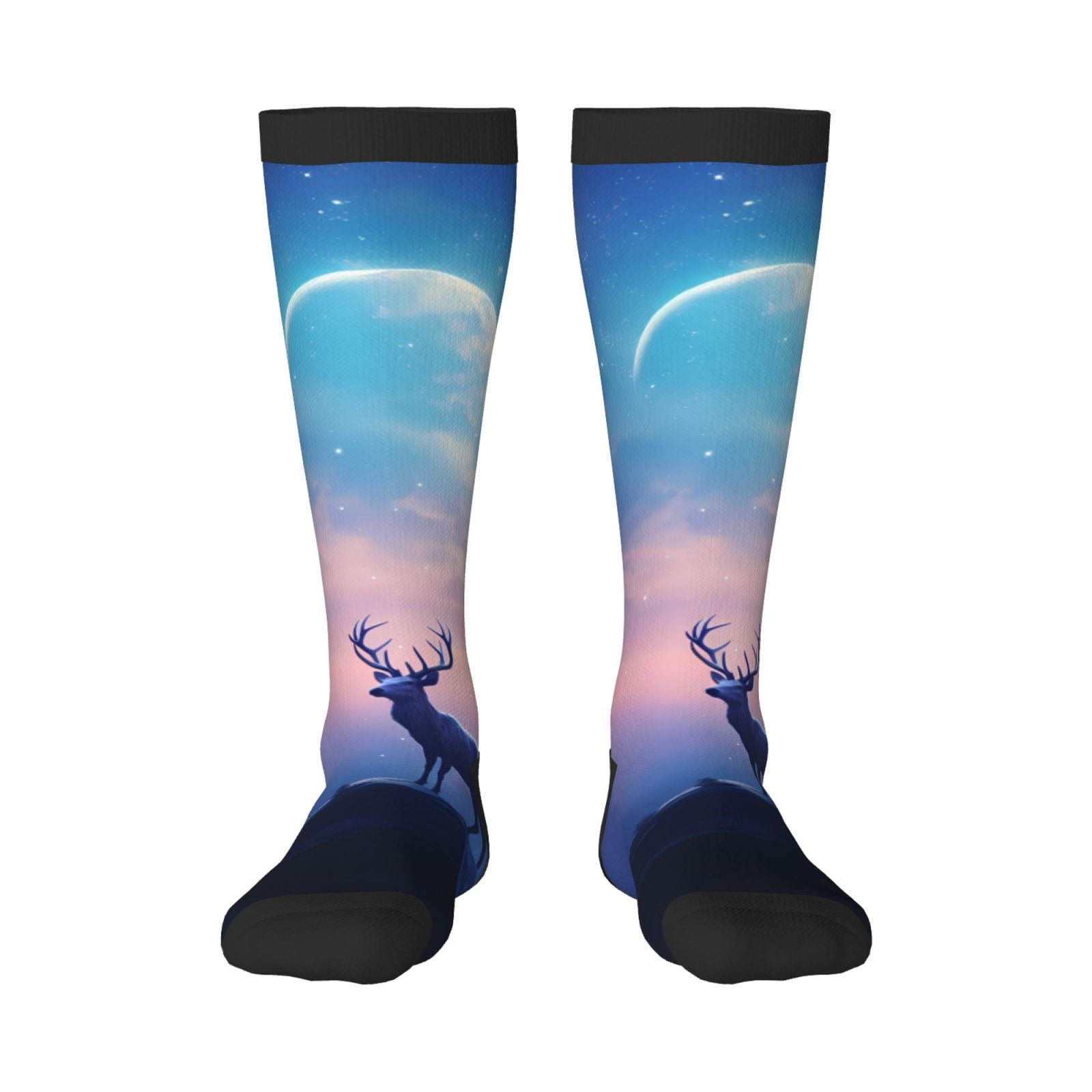 Vsdgher Night Sky Elk Print Thigh High Socks Extra Long Stretchy Sock ...