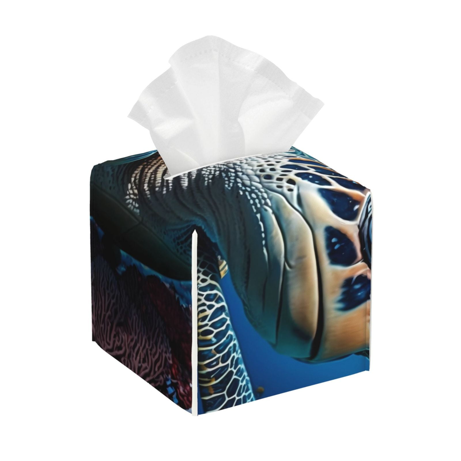 Vsdgher Ocean Coral Turtle Pattern Tissue Box Cover Holder, Square with ...