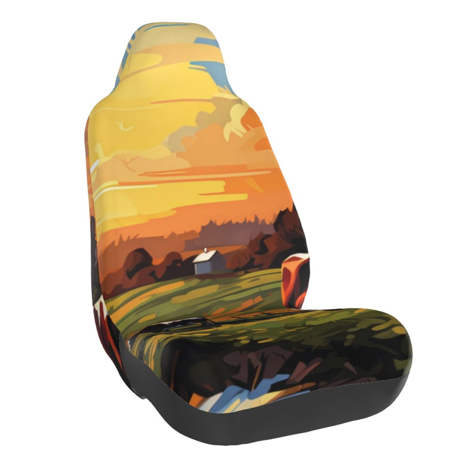 Vsdgher Oil Painting Style Pasture Cow for Automotive Seat Covers for ...