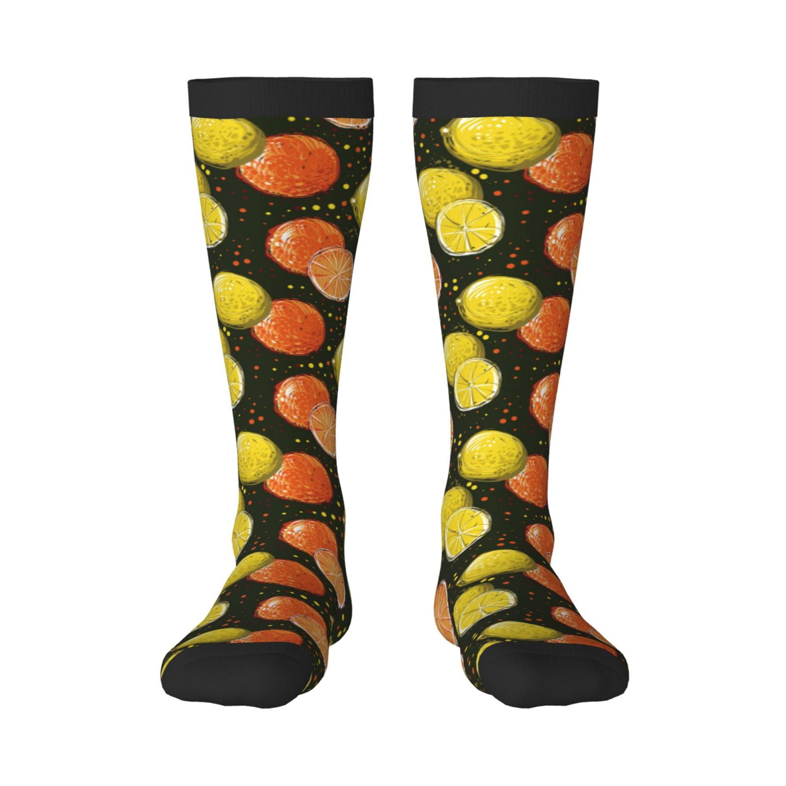 Vsdgher Orange Lemon Print Thigh High Socks Extra Long Stretchy Sock ...
