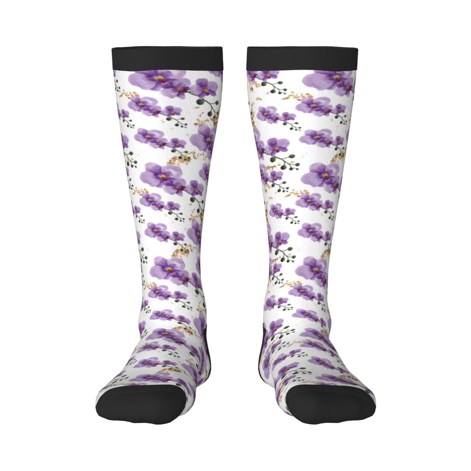 Vsdgher Orchids Flowers Print Thigh High Socks Extra Long Stretchy Sock ...