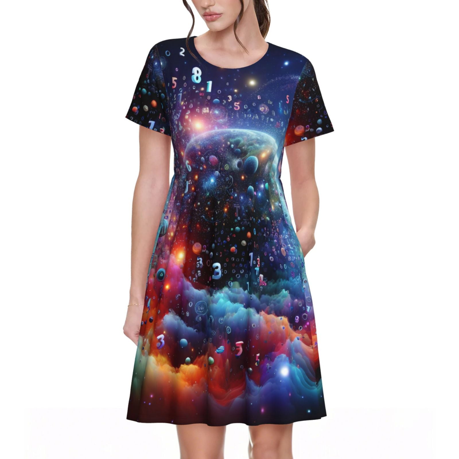Vsdgher Outer Space Floating Numbers And Letters for Womens Summer 2025 ...