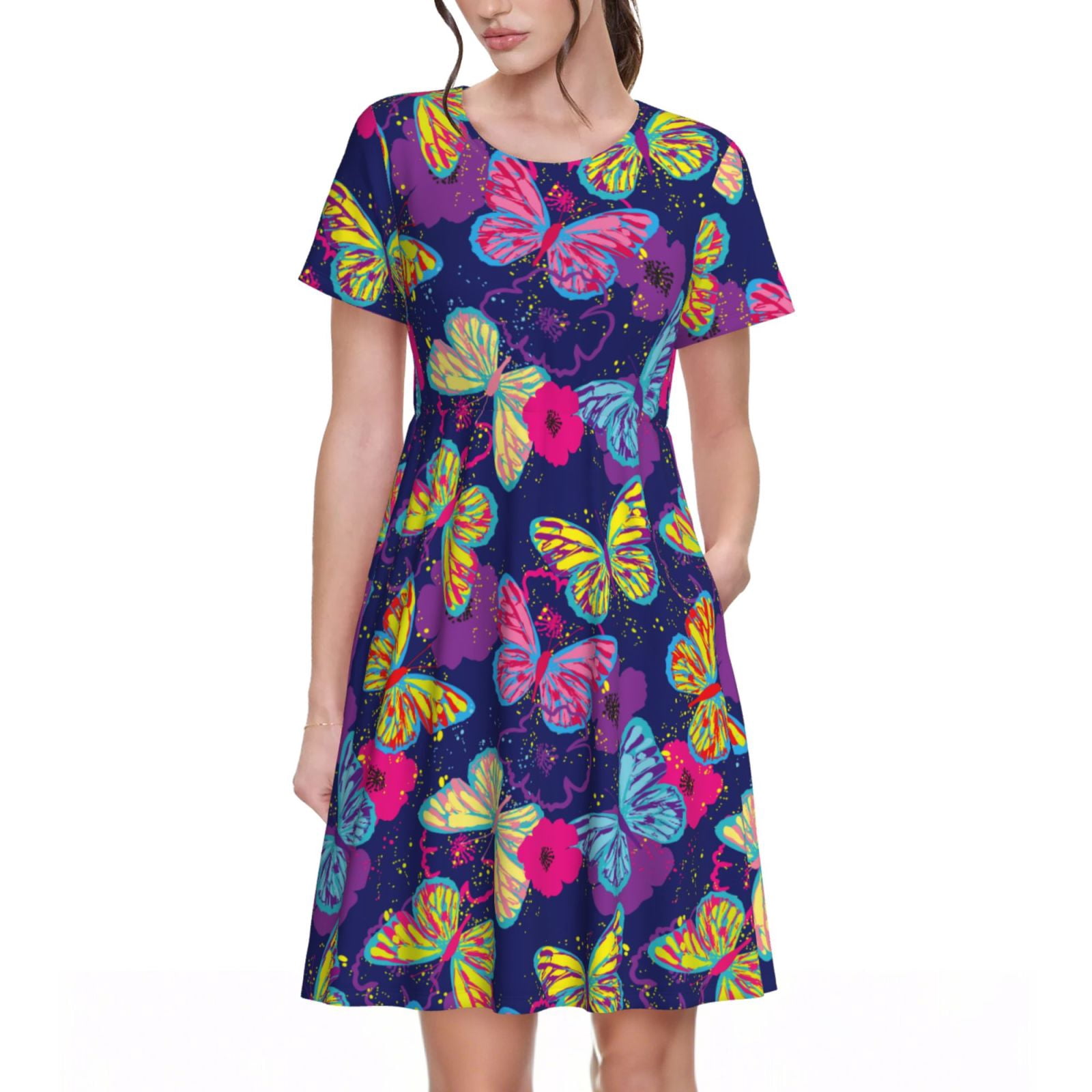 Vsdgher Paint Butterflies for Womens Summer 2025 Casual Midi Maxi ...