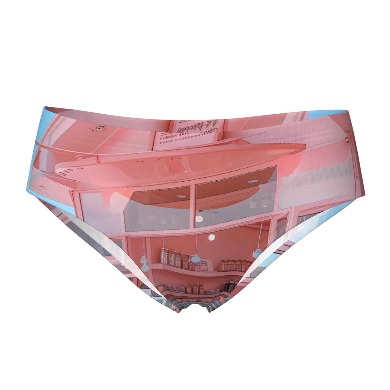 Vsdgher Pastel Pink Beach Cafe Pattern Women's Underwear Low Waisted ...
