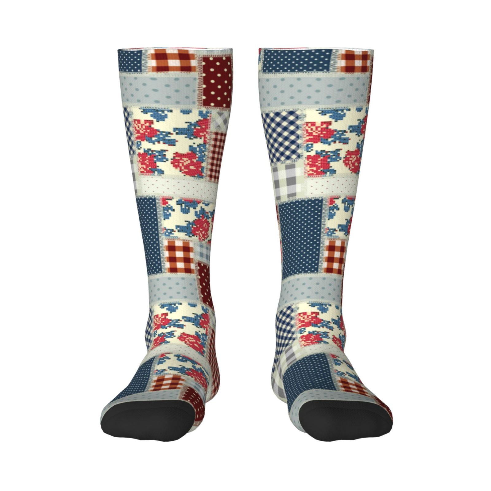 Vsdgher Patchwork In Country Style Print Thigh High Socks Extra Long ...