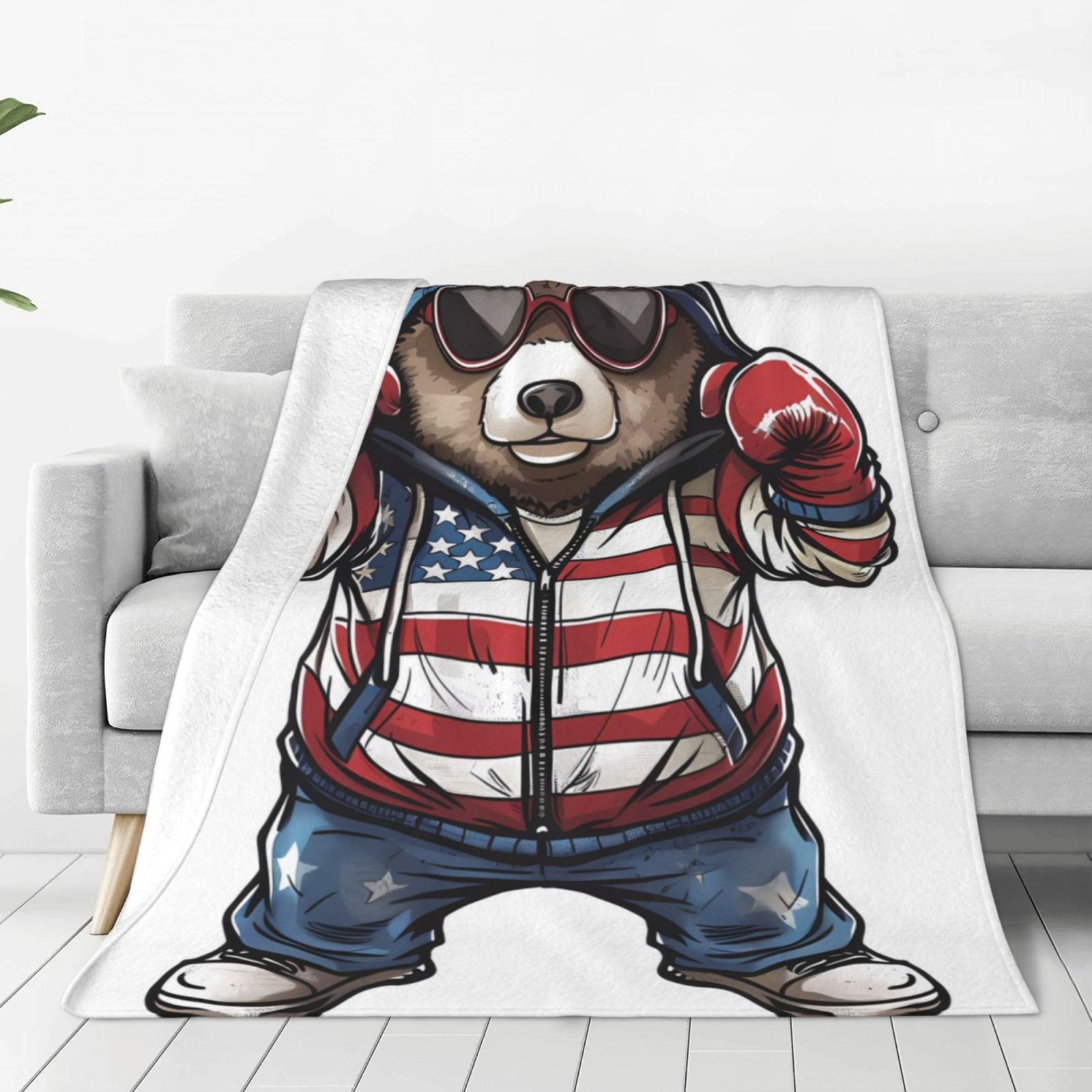 Vsdgher Patriotic Boxing Bear Art Ultra-Soft Micro flannel Blanket ...