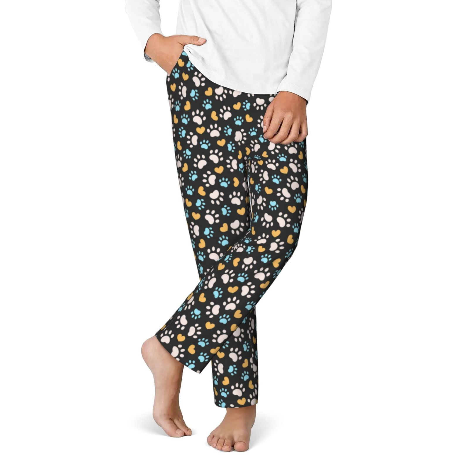 Vsdgher Paw Animal Print Kids Pajama Pants,Long Sleep Plaid Pants Soft ...