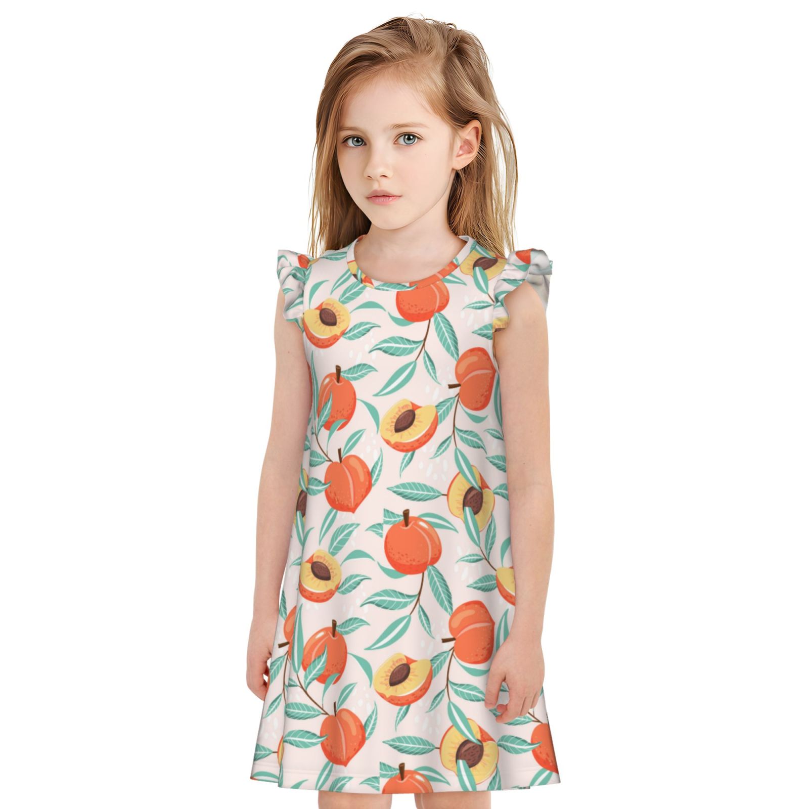 Vsdgher Peach for Girls Nightgowns Toddler Flutter Short Sleeves ...