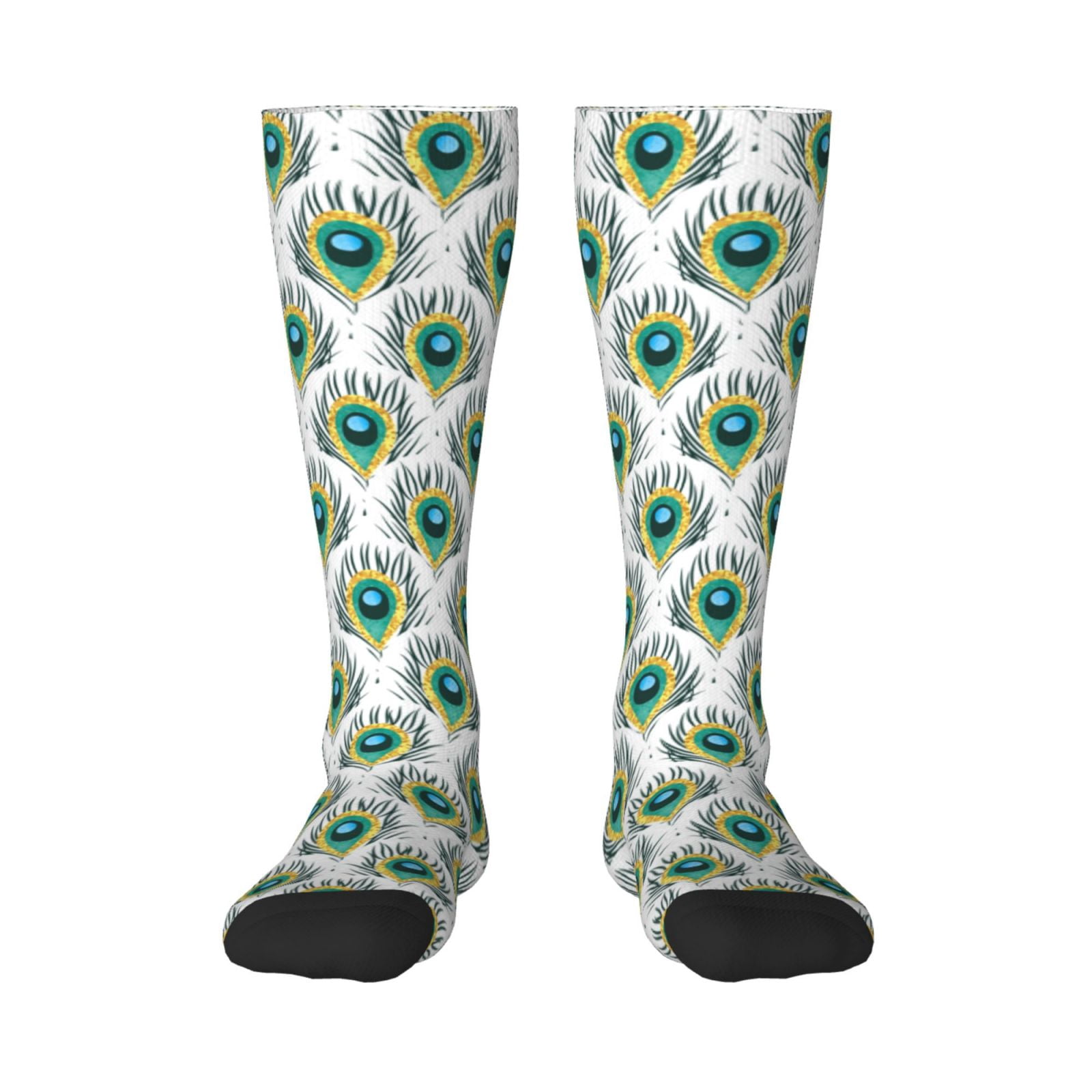 Vsdgher Peacock Feathers1 Print Thigh High Socks Extra Long Stretchy ...
