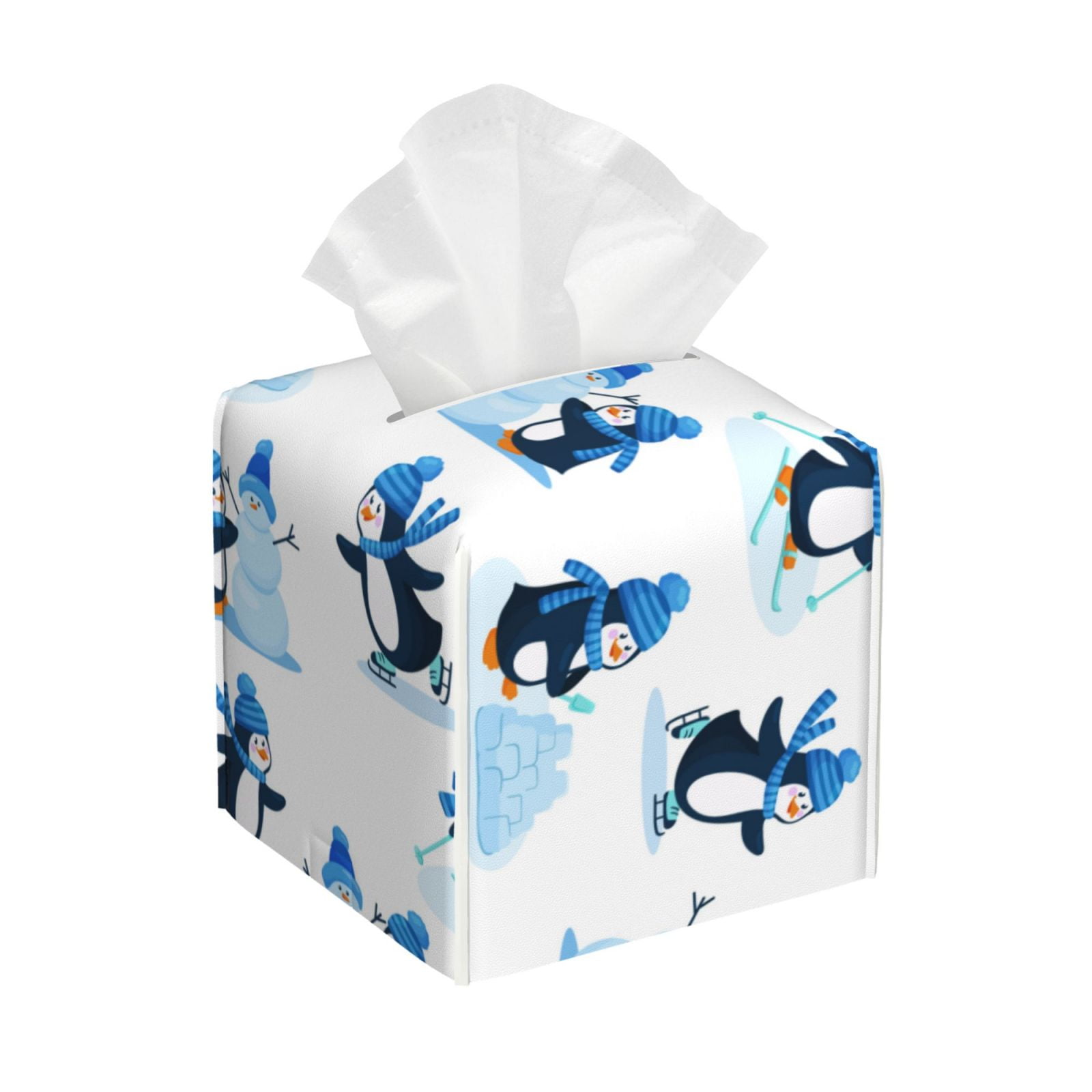 Vsdgher Penguin Winter Fun Pattern Tissue Box Cover Holder, Square with ...