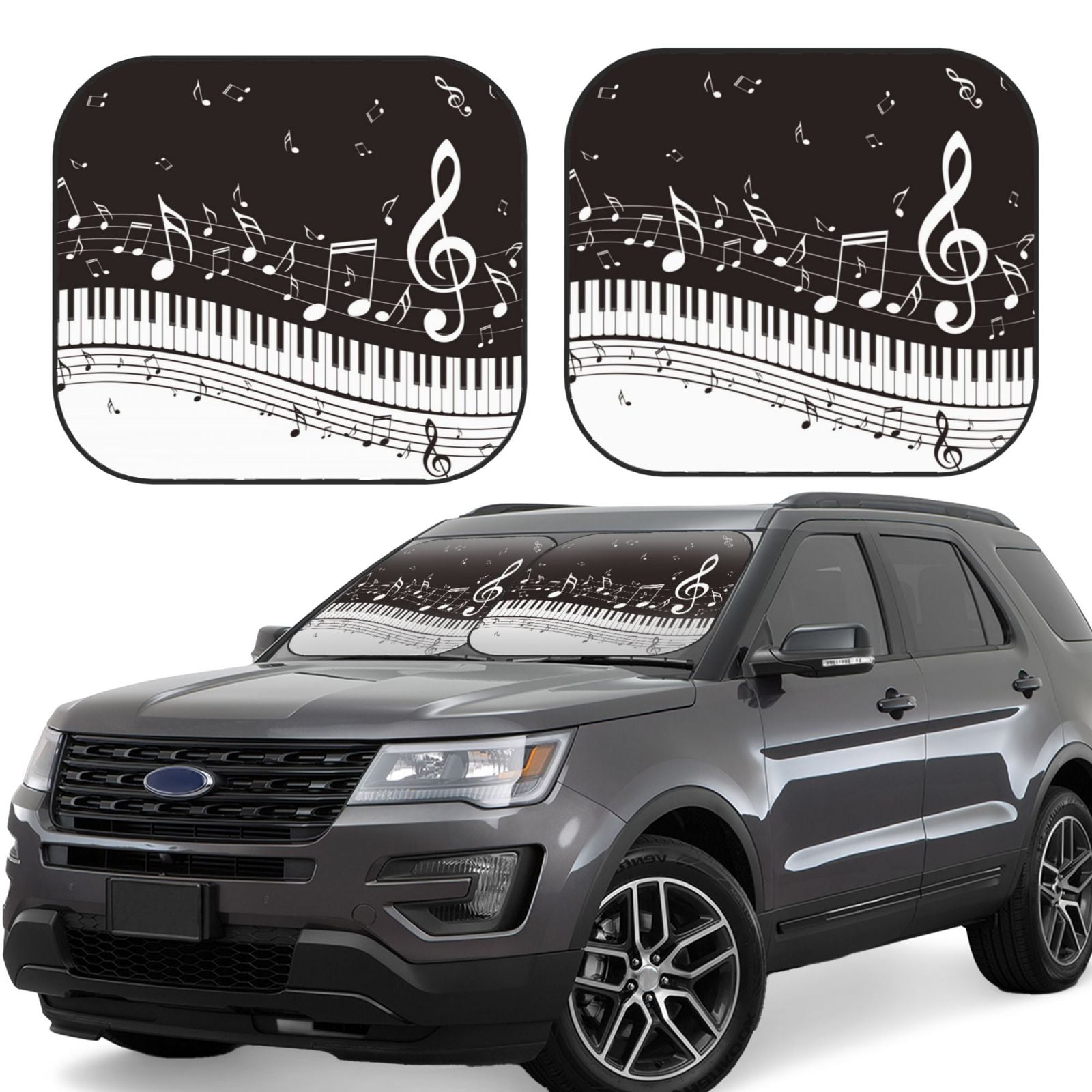 Vsdgher Piano Keys With Musical Notes Print Car Windshield Sun Shade ...