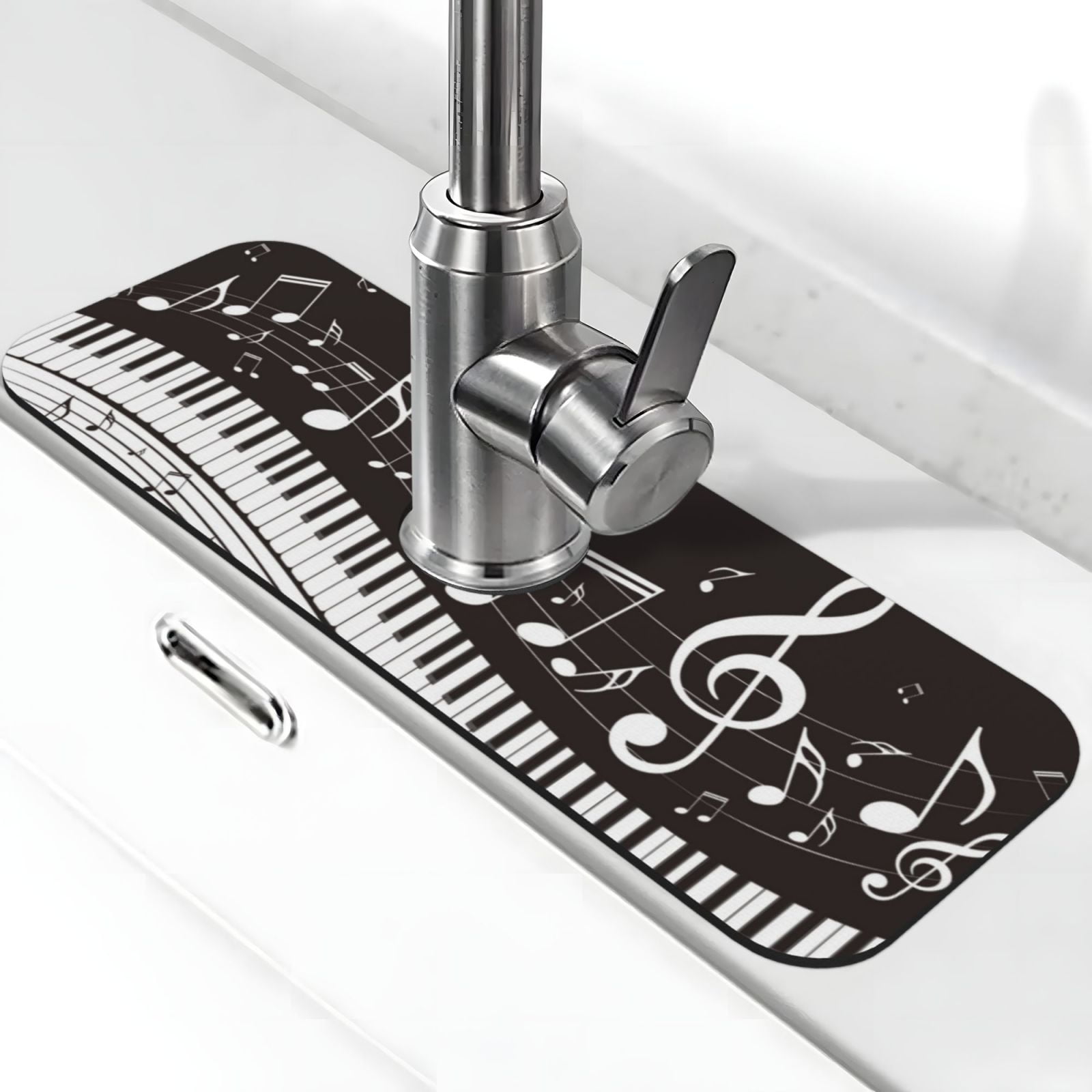 Vsdgher Piano Keys With Musical Notes Kitchen Sink Splash Guard Faucet ...