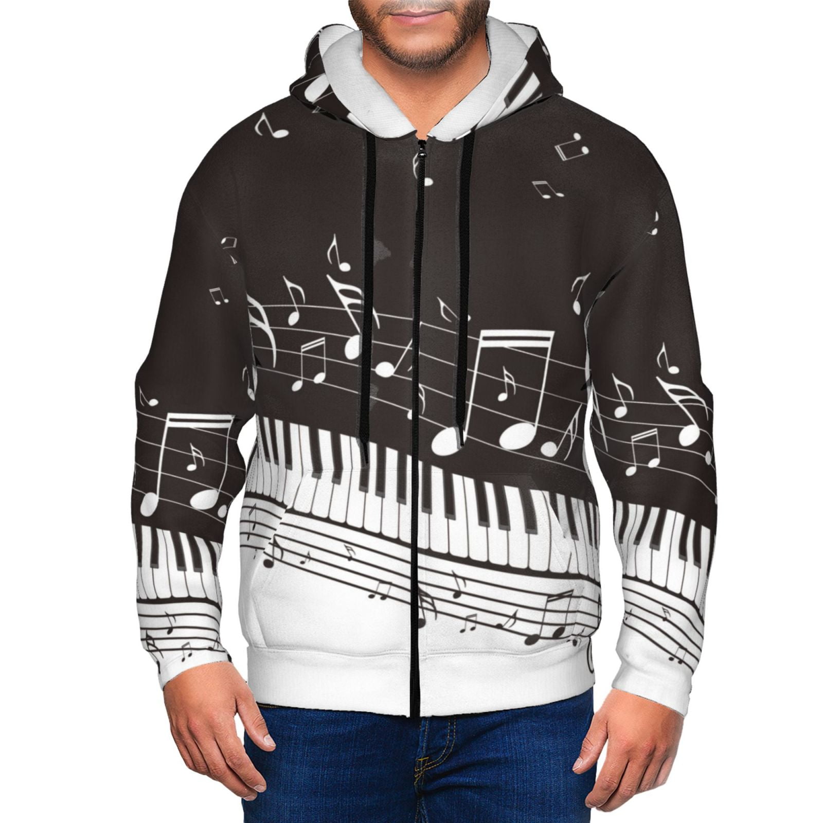 Vsdgher Piano Keys With Musical Notes Mens Hoodies Zip Hoodie, Hoodies ...