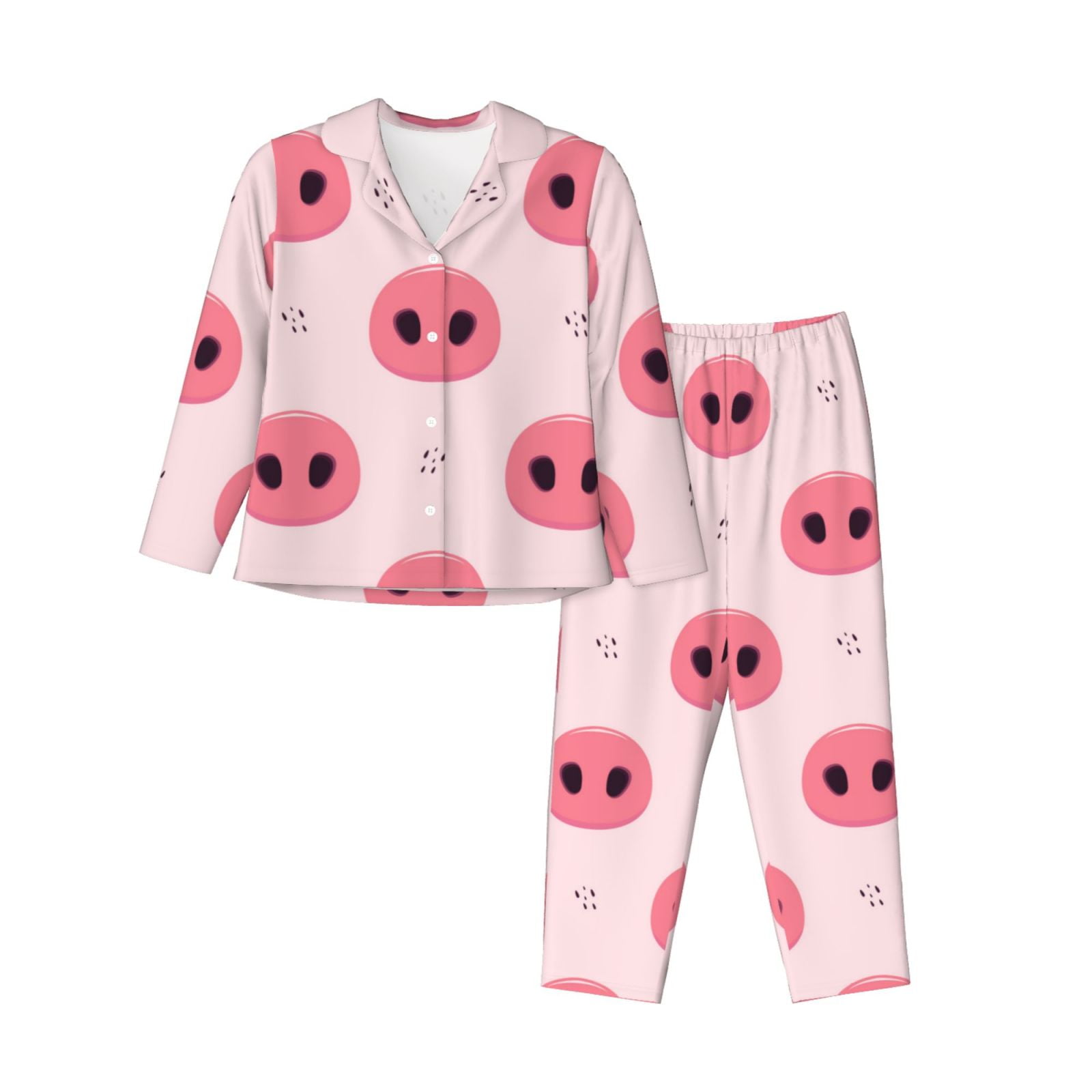 Vsdgher Pig Noses Pajamas Set Long Sleeve Sleepwear Womens Button Down ...
