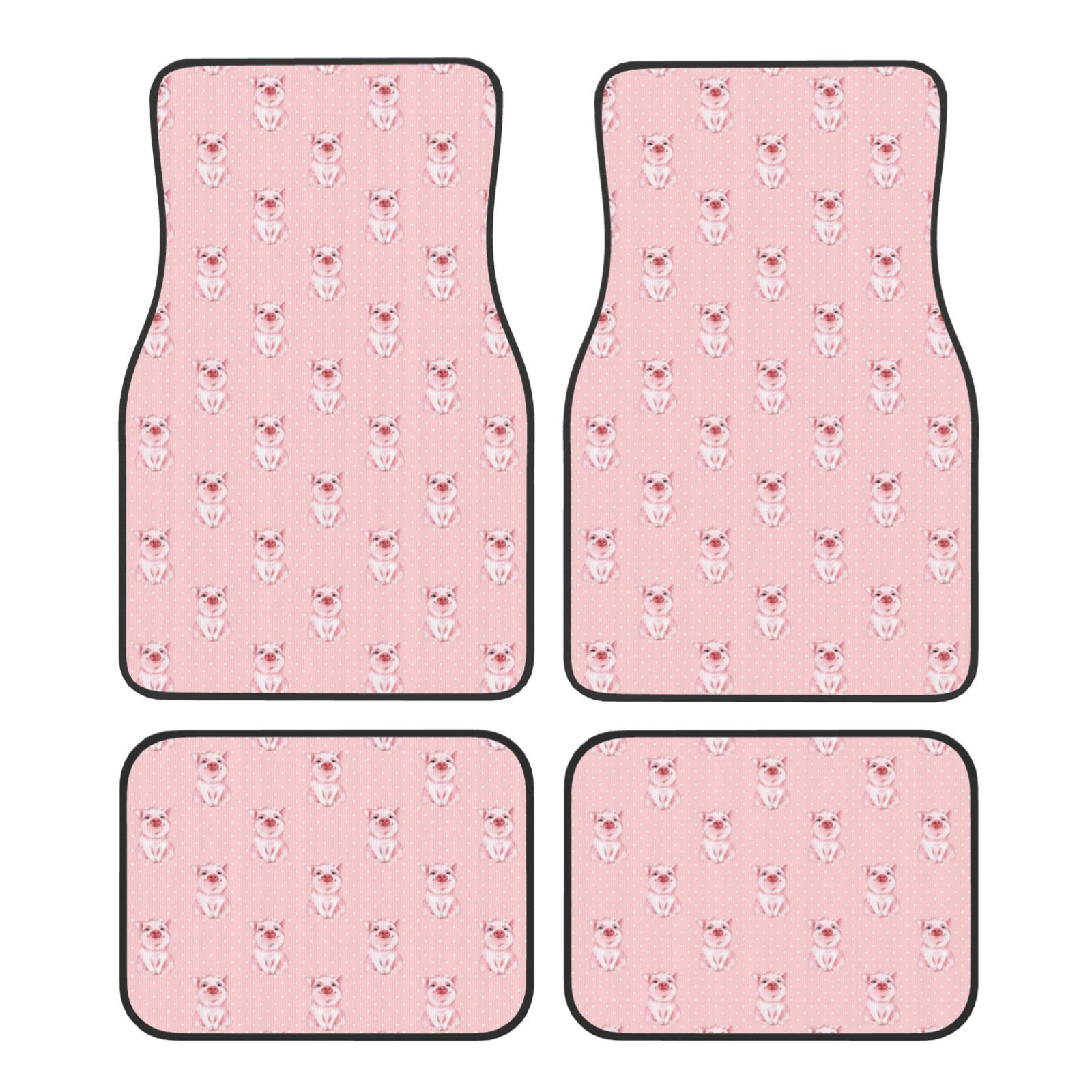 Vsdgher Pig Polka Dot Car Foot Mat Set of 4 Pieces Universal Floor ...