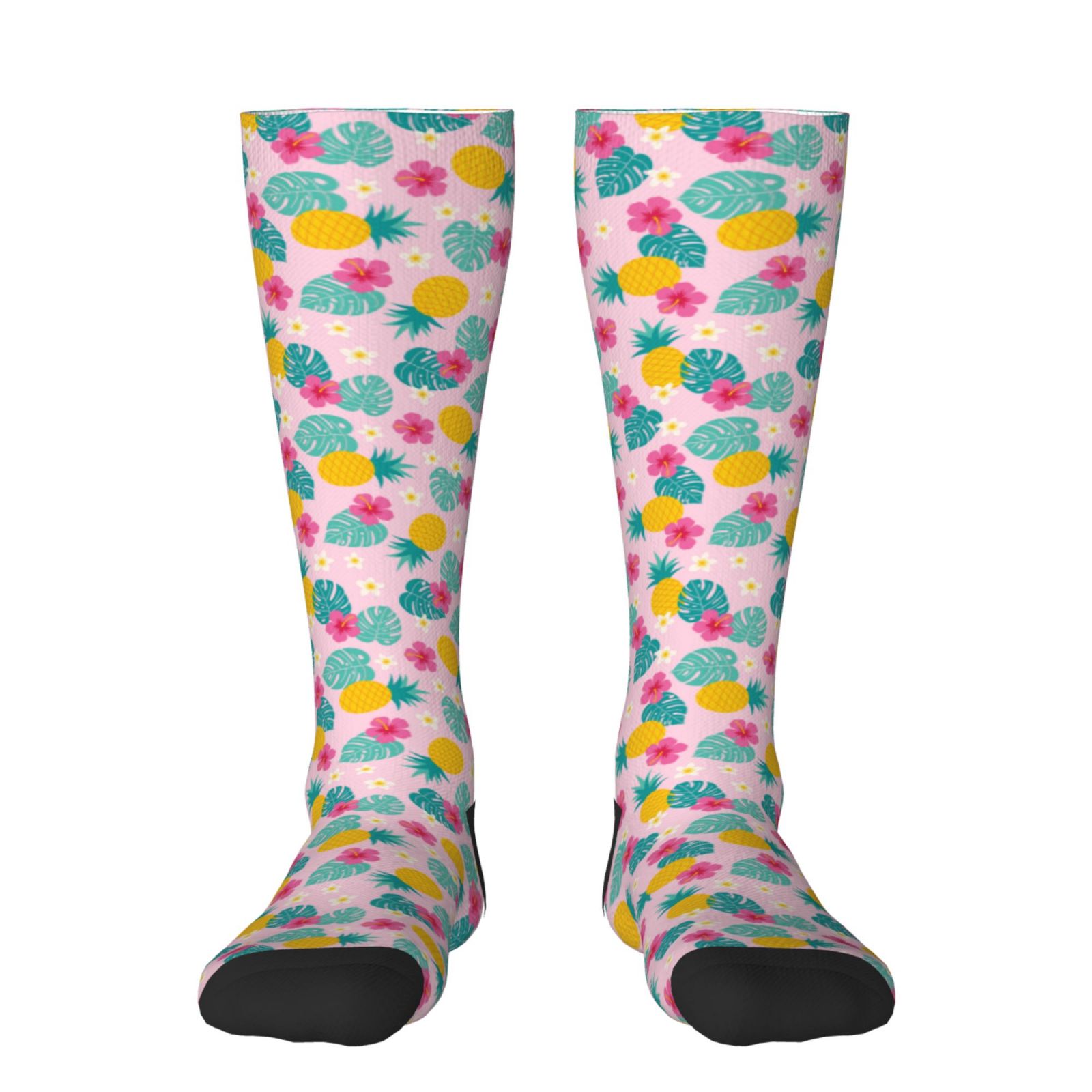 Vsdgher Pineapple And Leaves Print Thigh High Socks Extra Long Stretchy ...