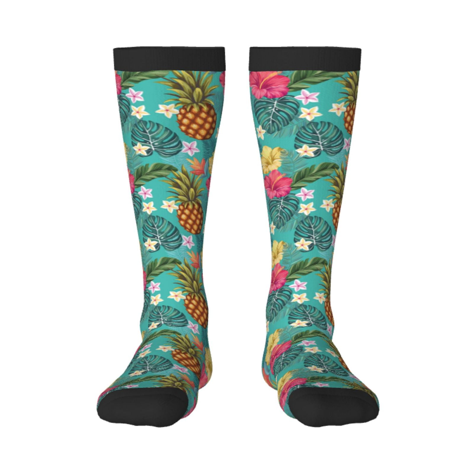 Vsdgher Pineapple Print Thigh High Socks Extra Long Stretchy Sock Women ...