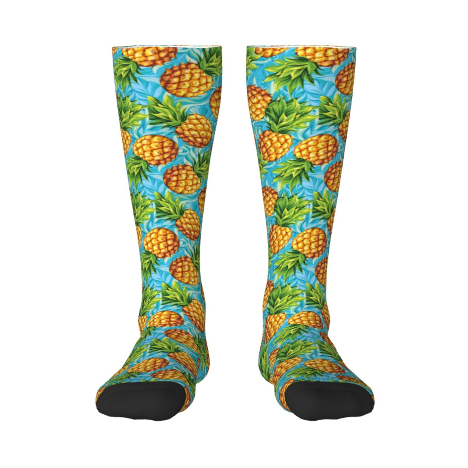 Vsdgher Pineapple Print Thigh High Socks Extra Long Stretchy Sock Women ...