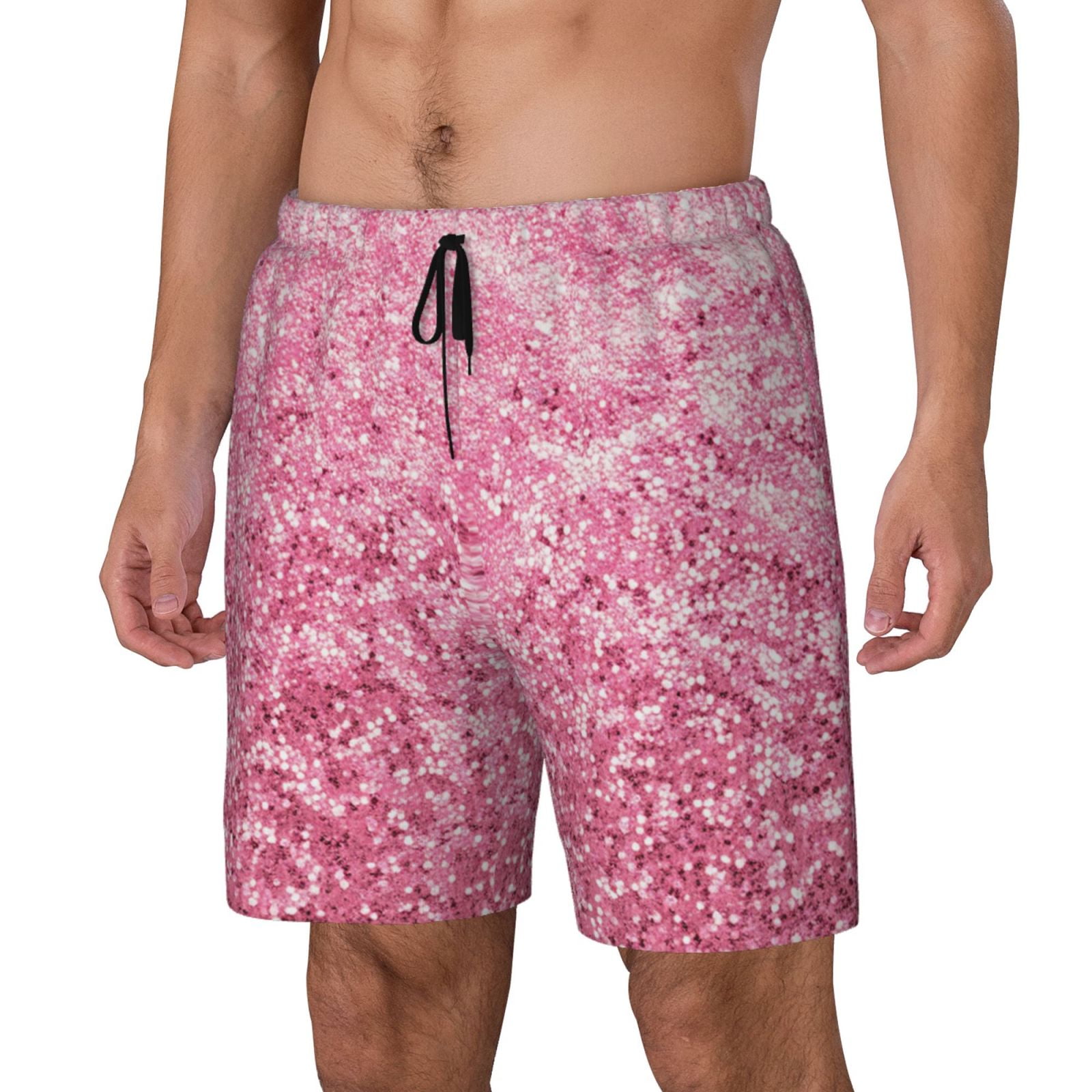 Vsdgher Pink Glitter for Mens Swim Trunks with Compression Liner Swim ...