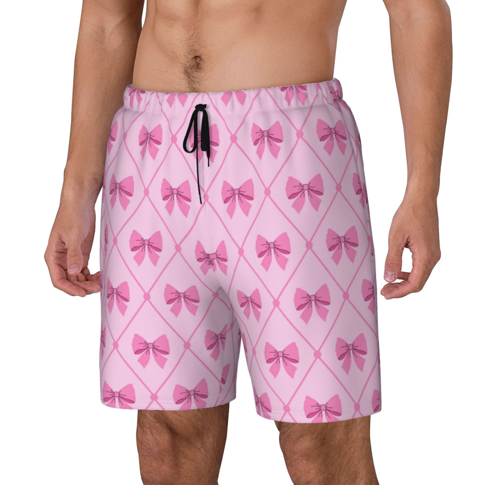 Vsdgher Pink bows for Mens Swim Trunks with Compression Liner Swim ...