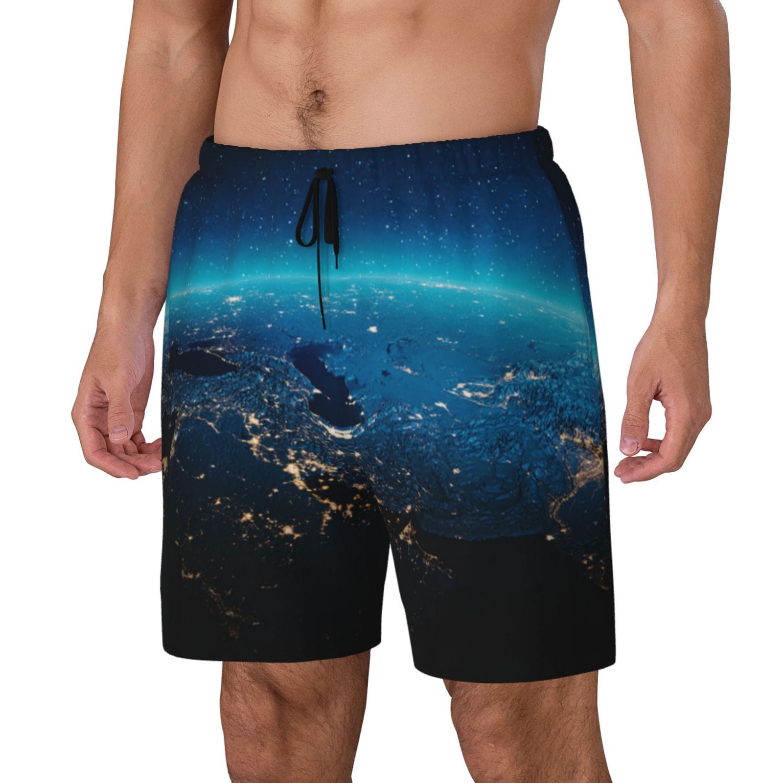 Vsdgher Planet Earth for Mens Swim Trunks with Compression Liner Swim ...