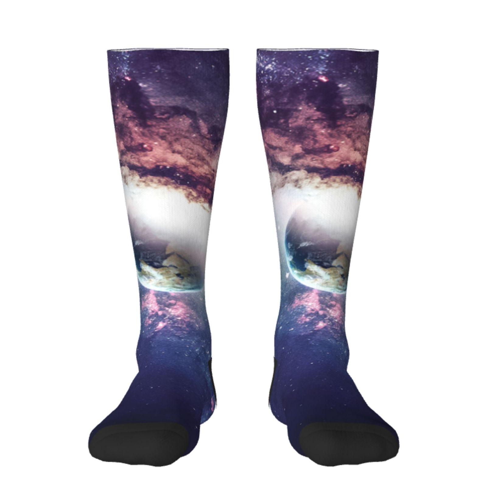 Vsdgher Planets Stars And Galaxies Print Thigh High Socks Extra Long ...
