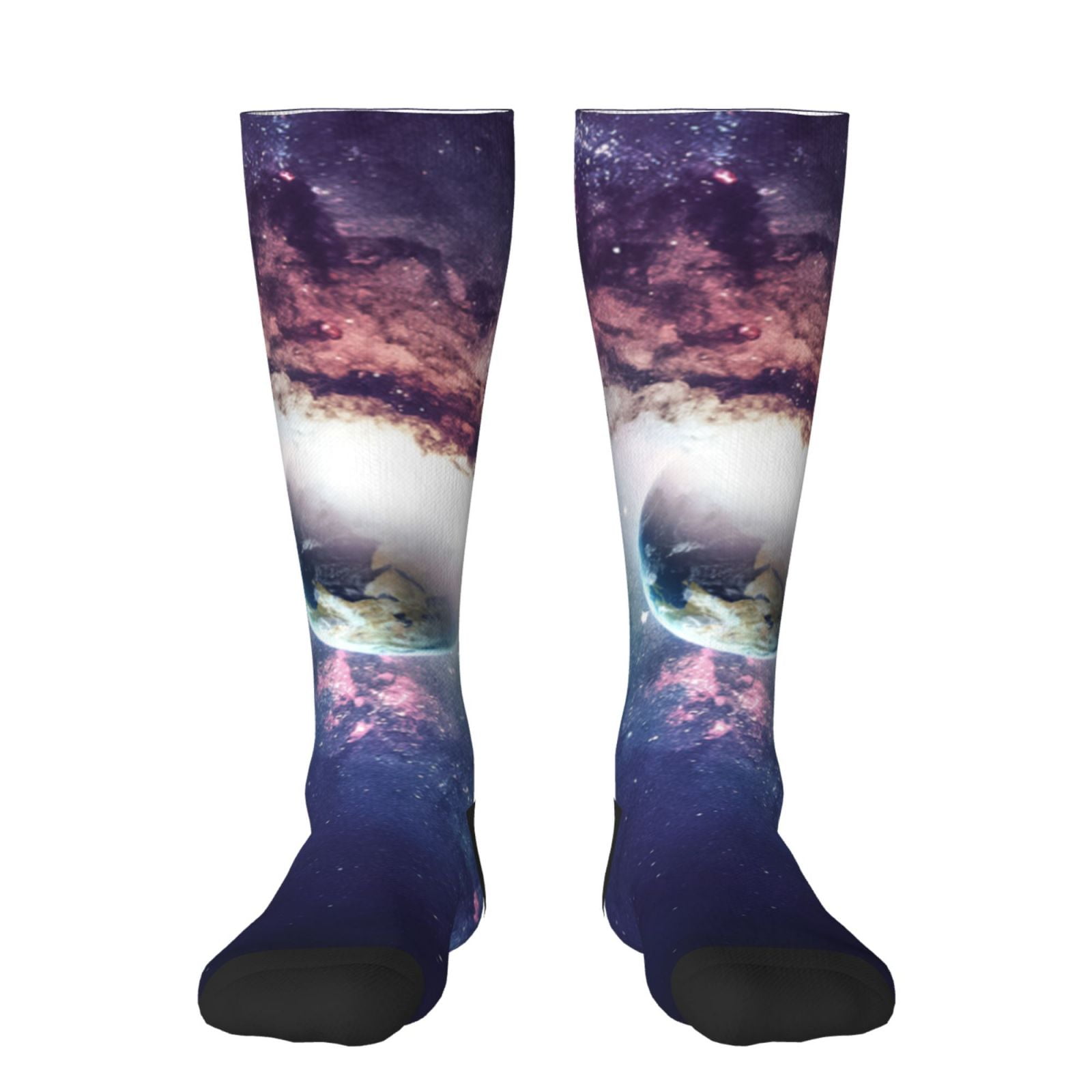 Vsdgher Planets Stars And Galaxies Print Thigh High Socks Extra Long ...