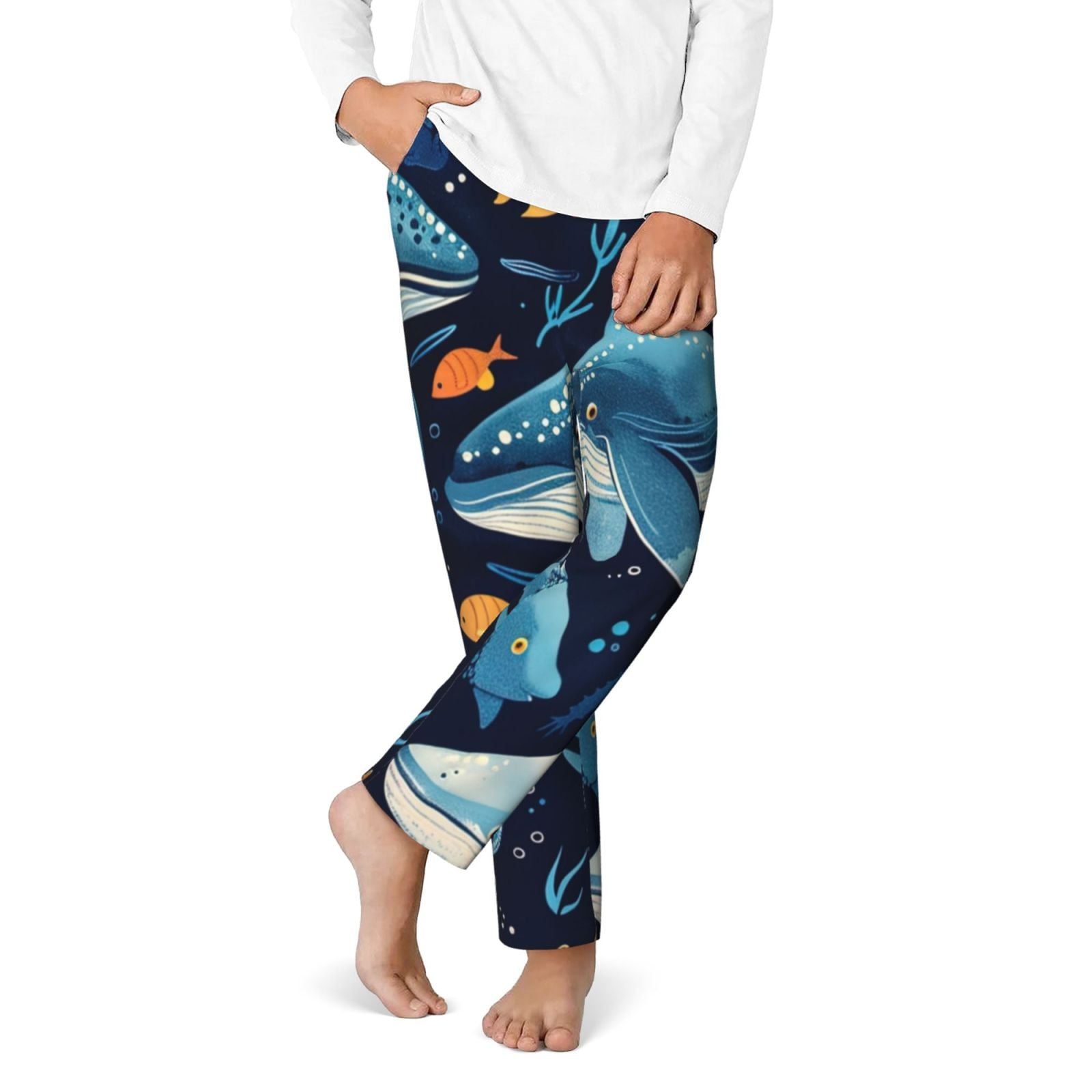 Vsdgher Playful Whales Underwater Scene Print Kids Pajama Pants,Long ...