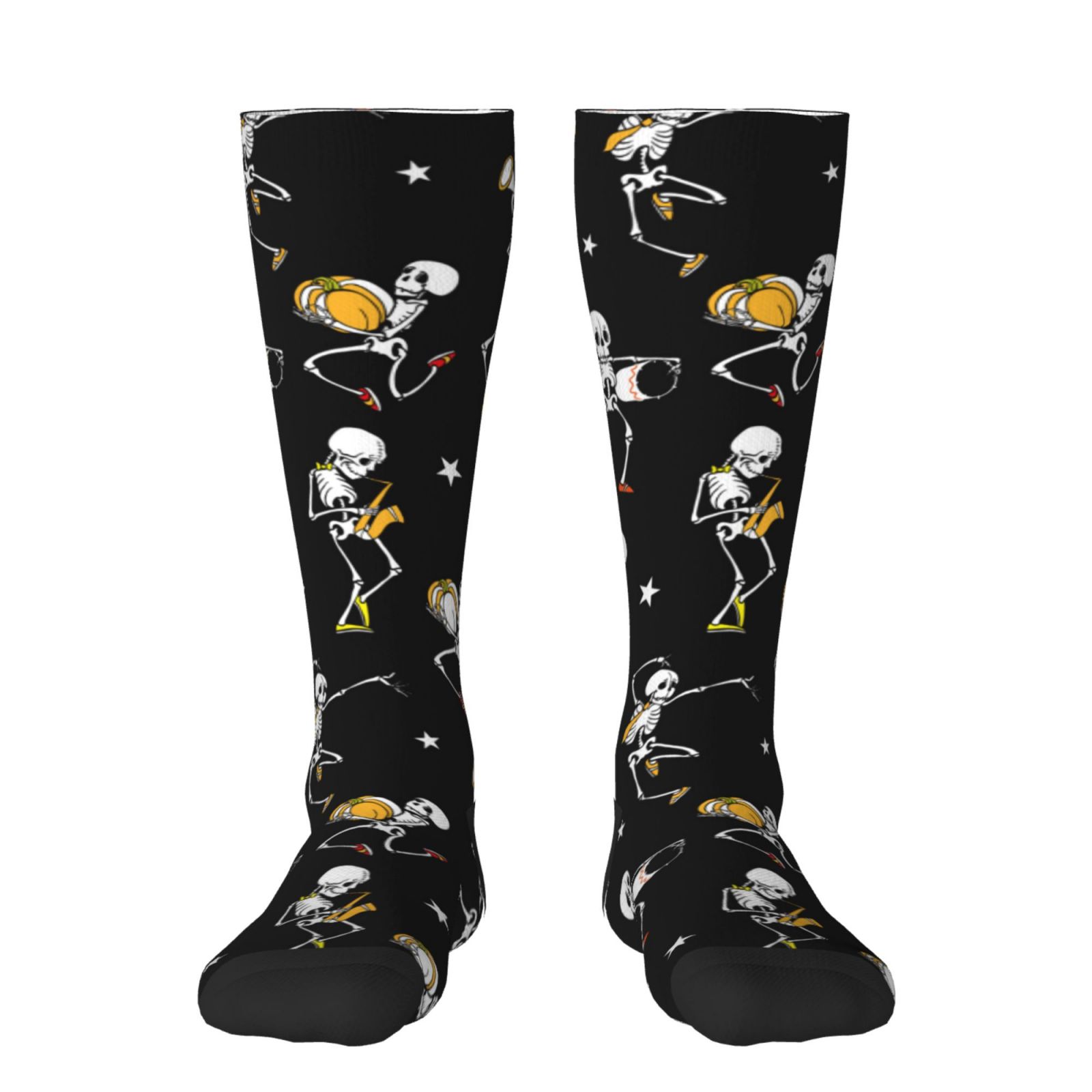 Vsdgher Playing Music Skeletons Print Thigh High Socks Extra Long Stretchy Sock Women Over Knee ...