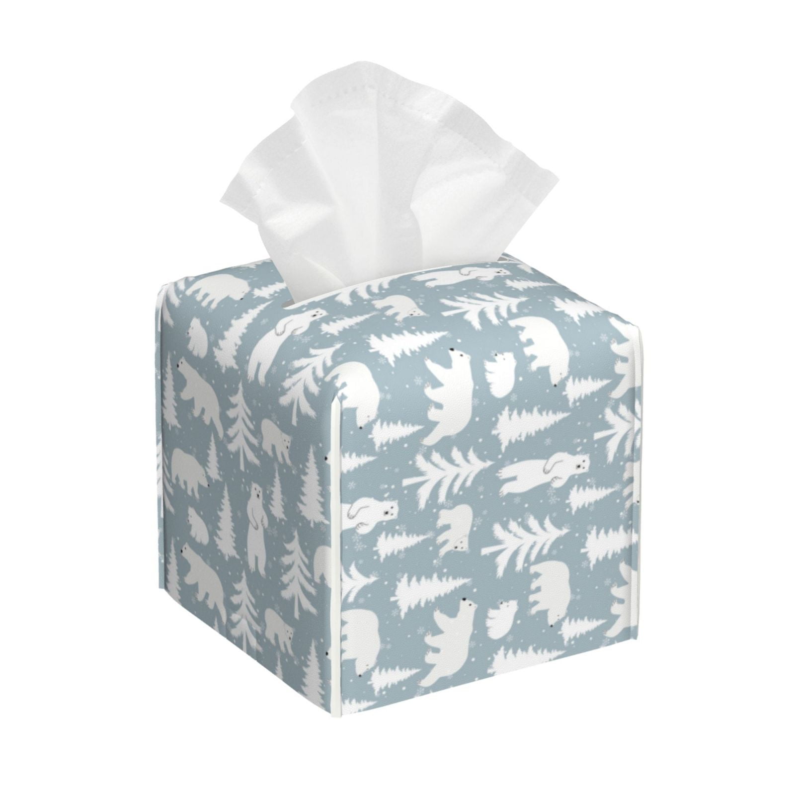 Vsdgher Polar Bears And Snowy Winter Pattern Tissue Box Cover Holder ...