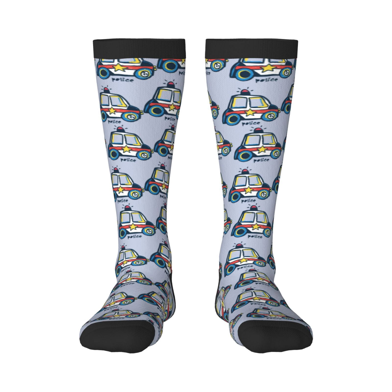 Vsdgher Police Car Print Thigh High Socks Extra Long Stretchy Sock ...