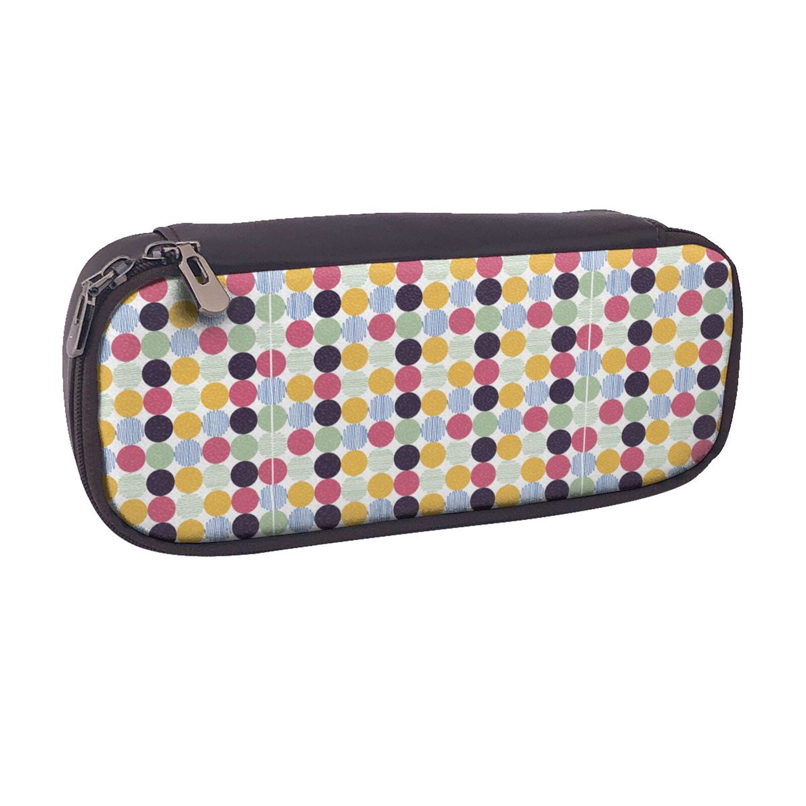 Vsdgher Polka Dot Print Pen Case Leather Pencil Pouch Markers Holder ...