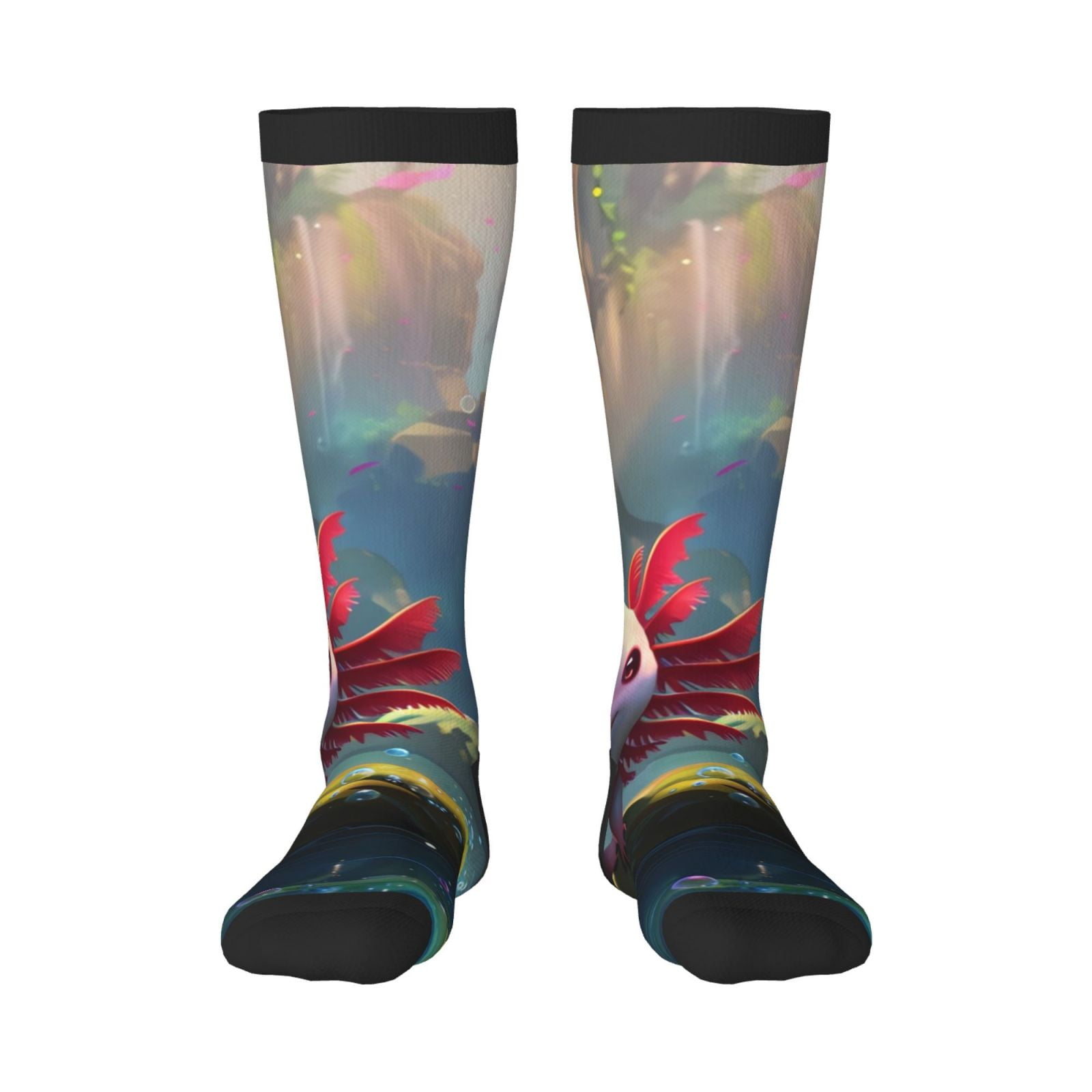 Vsdgher Pond Cute Axolotl Print Thigh High Socks Extra Long Stretchy ...