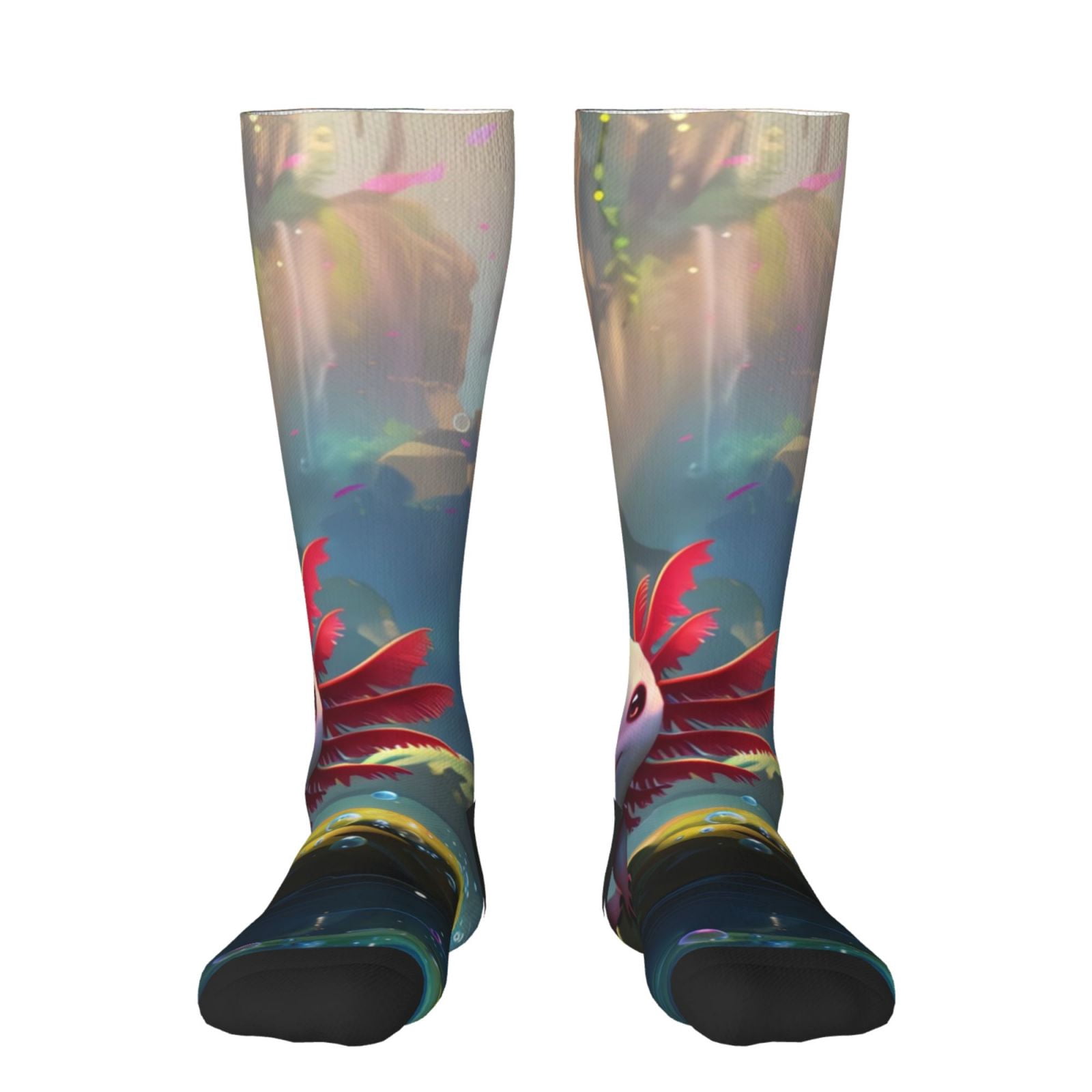Vsdgher Pond Cute Axolotl Print Thigh High Socks Extra Long Stretchy ...