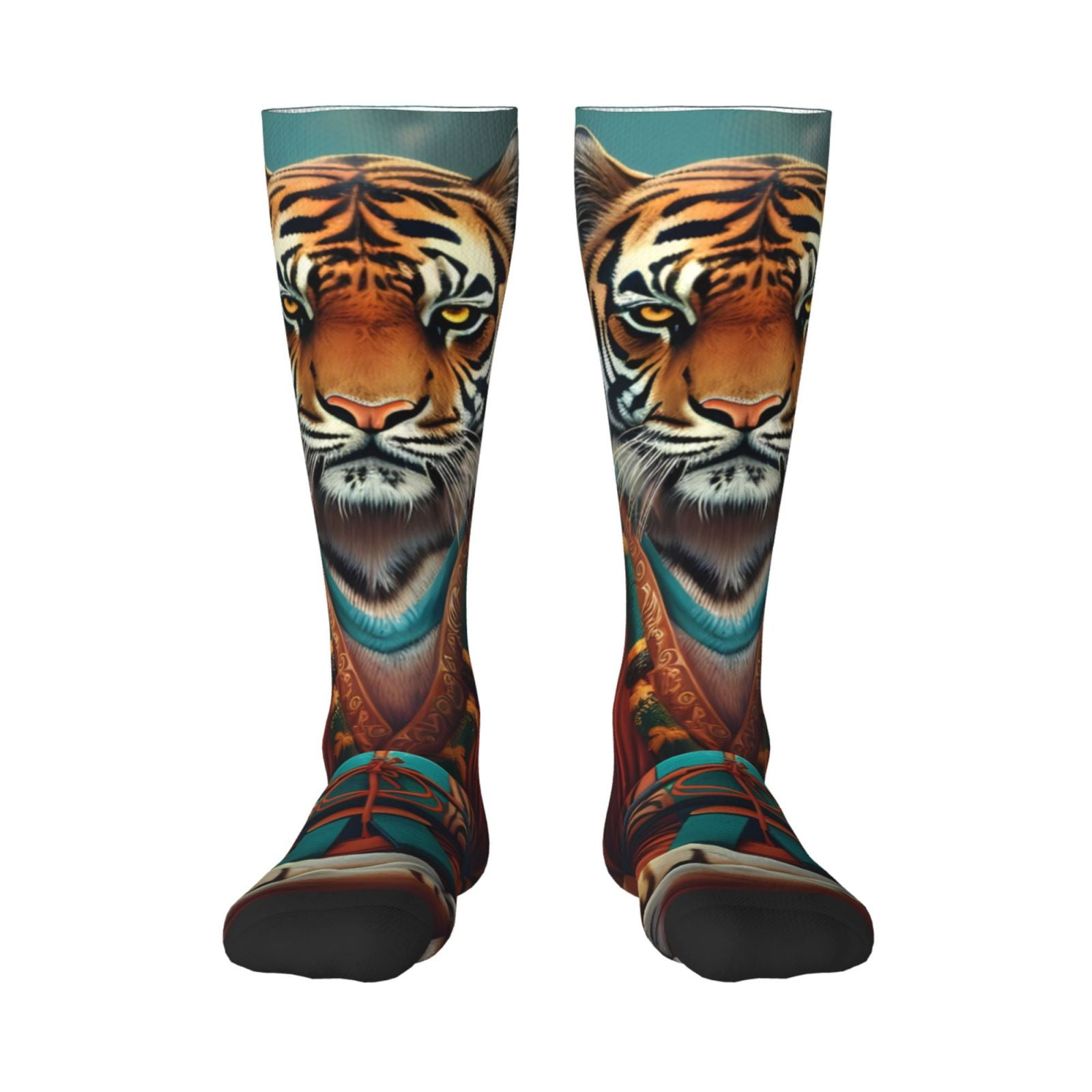 Vsdgher Pond Meditating Tiger Print Thigh High Socks Extra Long ...