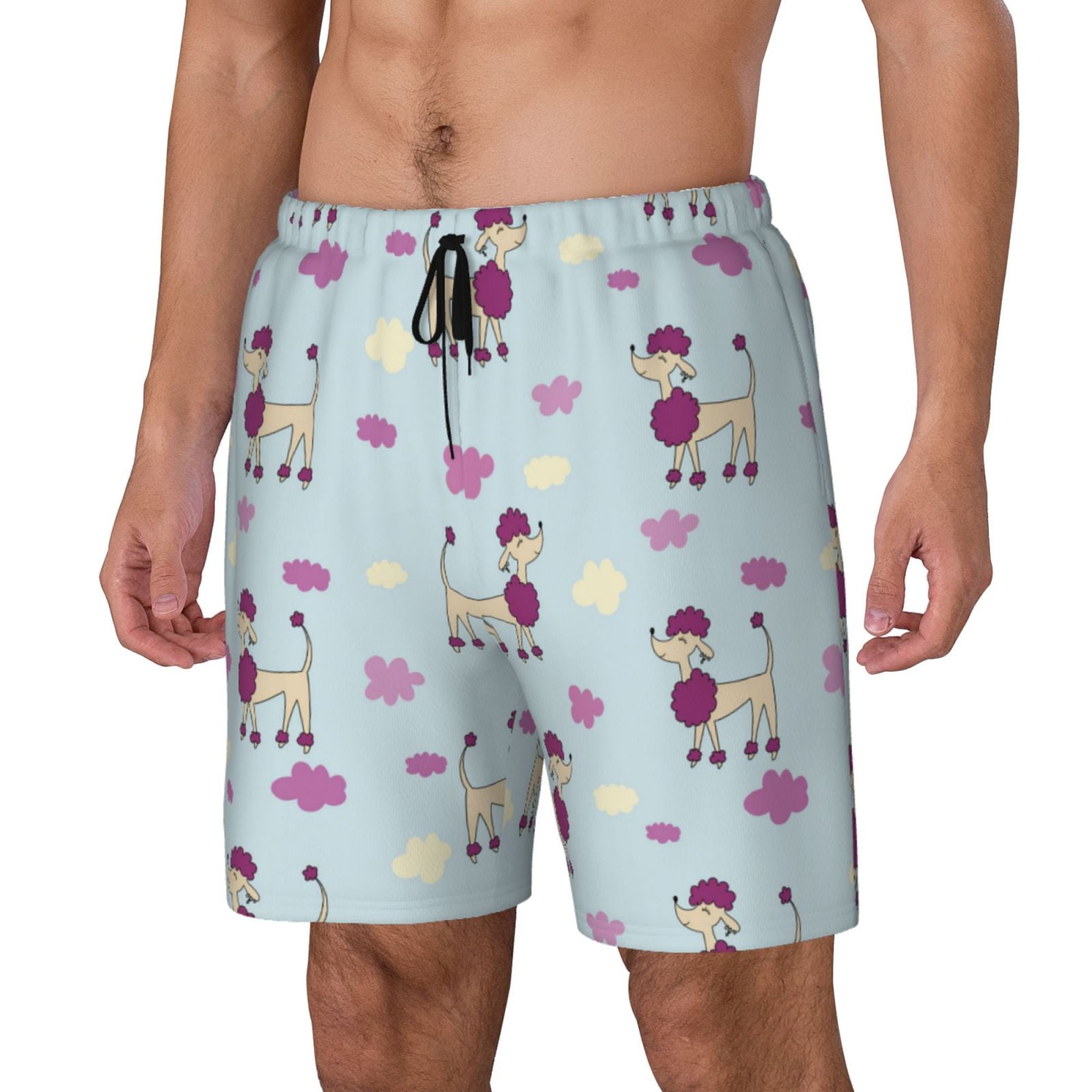 Vsdgher Poodle Dog for Mens Swim Trunks with Compression Liner Swim ...
