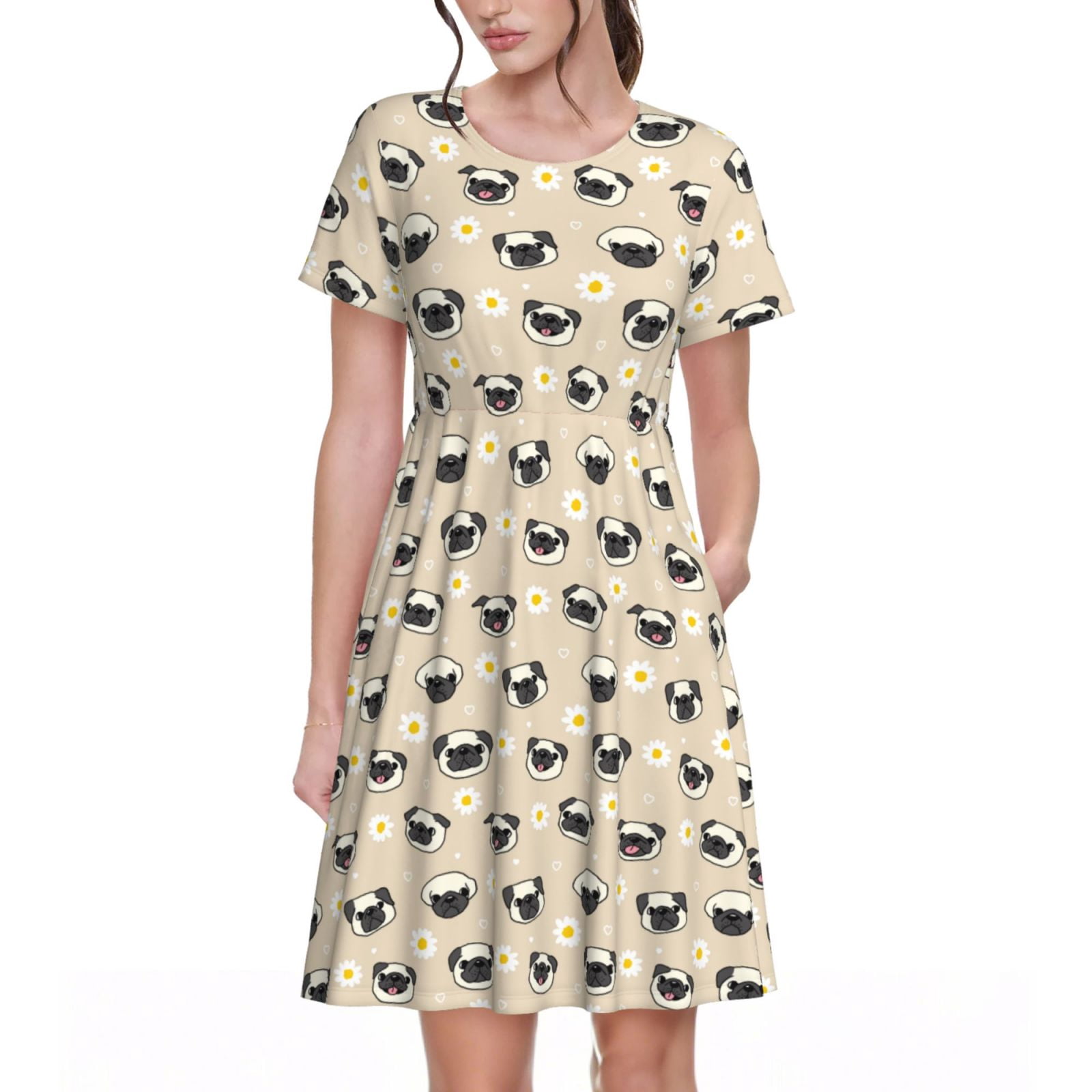 Vsdgher Pug Dog Face for Womens Summer 2025 Casual Midi Maxi Dresses ...