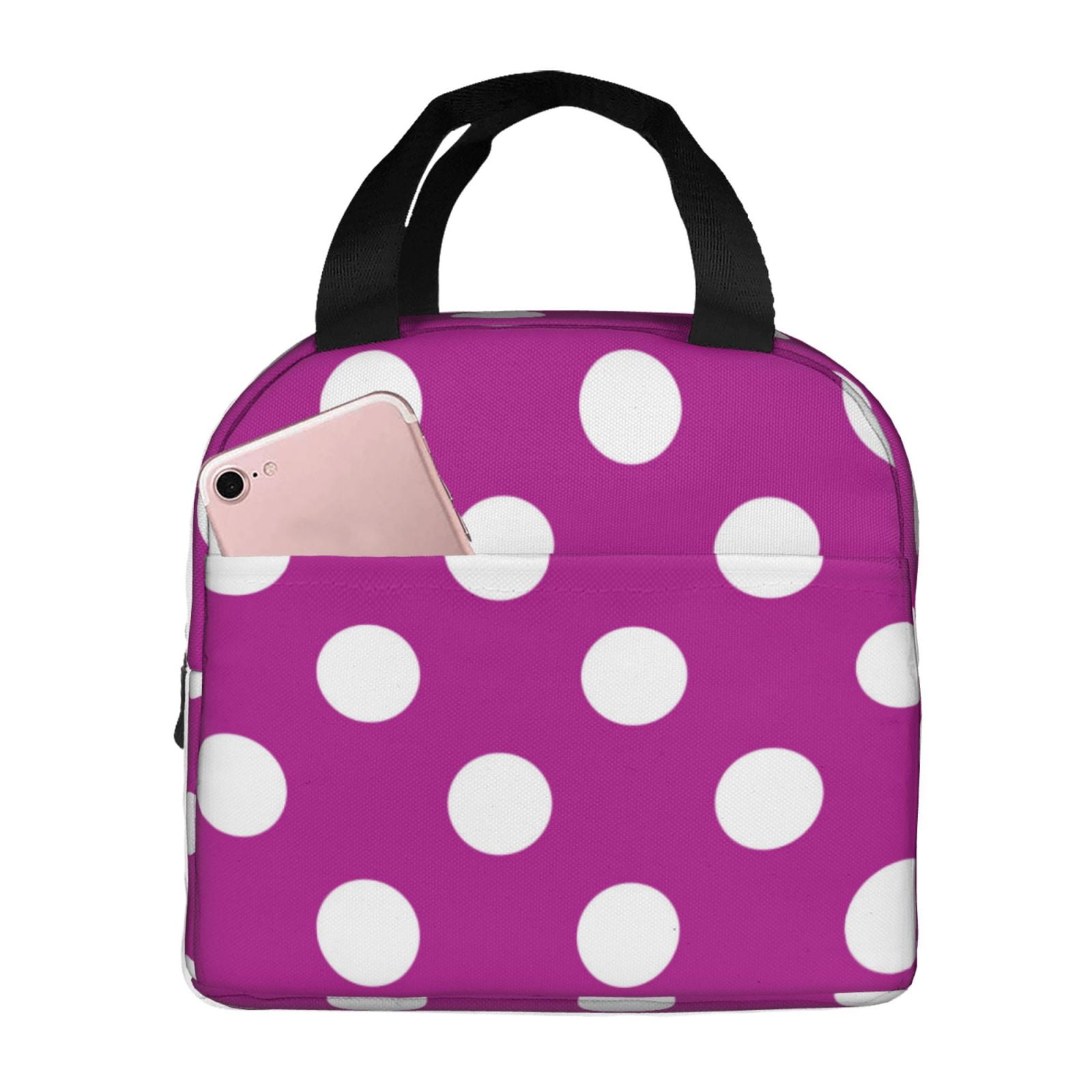 Vsdgher Purlpe And White Polka Dot Lunch Bag, Lunch Box for Women Adult ...