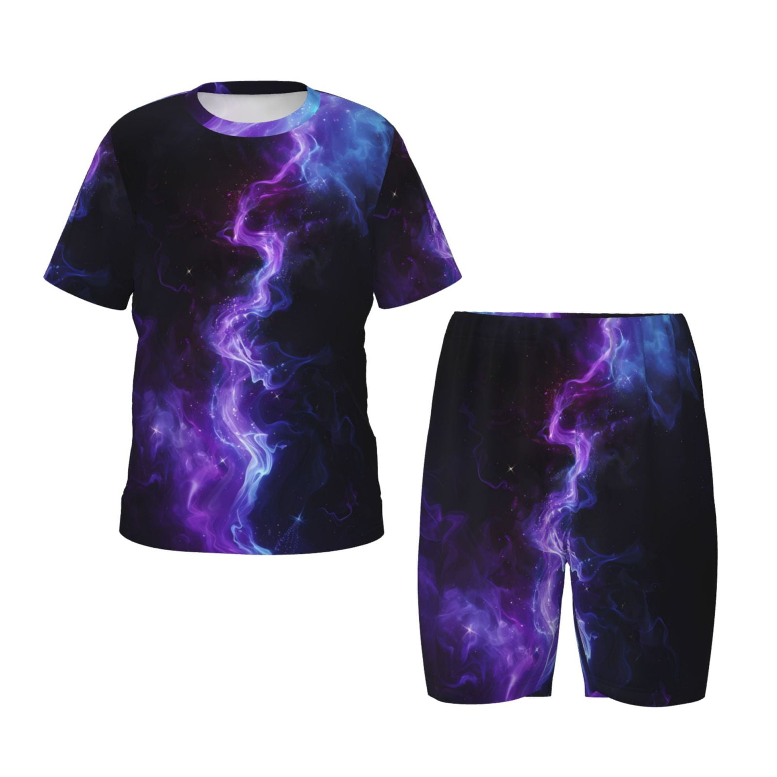 Vsdgher Purple And Blue Nebula for Kids Short Sleeve Pajamas Kids ...