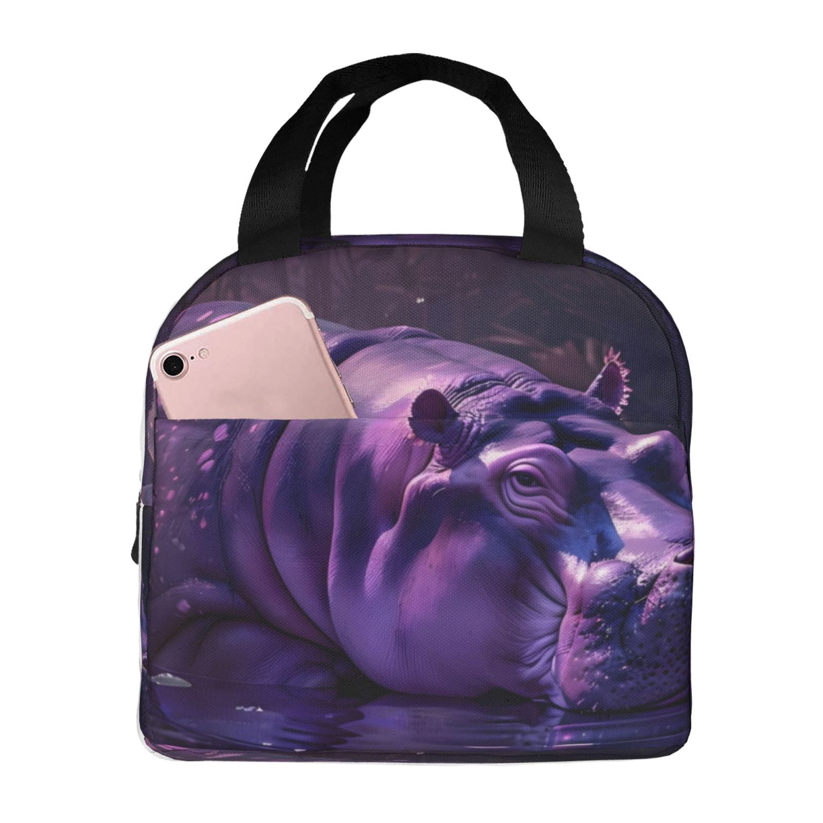 Vsdgher Purple Hippo In Water Lunch Bag, Lunch Box for Women Adult Men ...