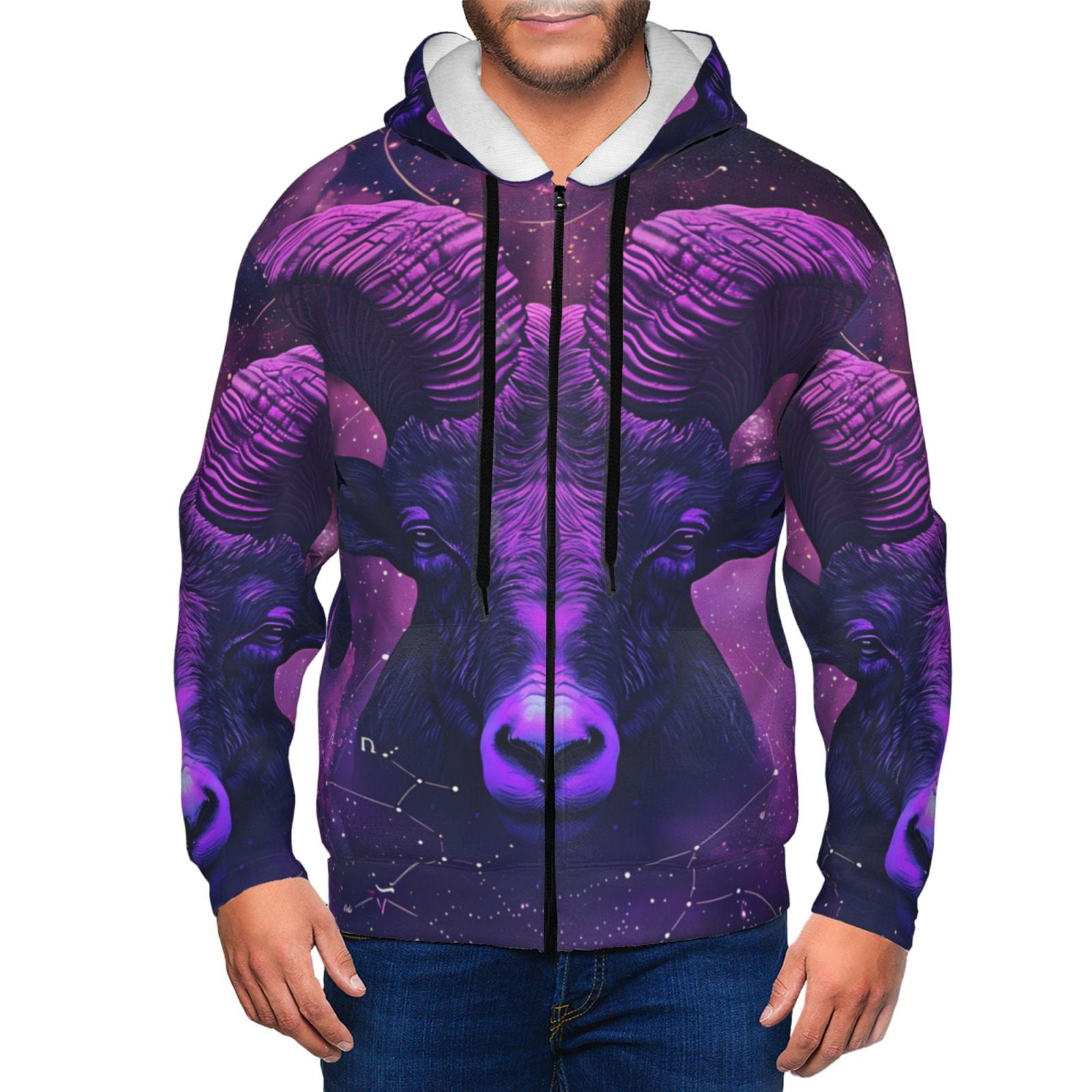 Vsdgher Purple Starry Sky Antelope Mens Hoodies Zip Hoodie, Hoodies for ...