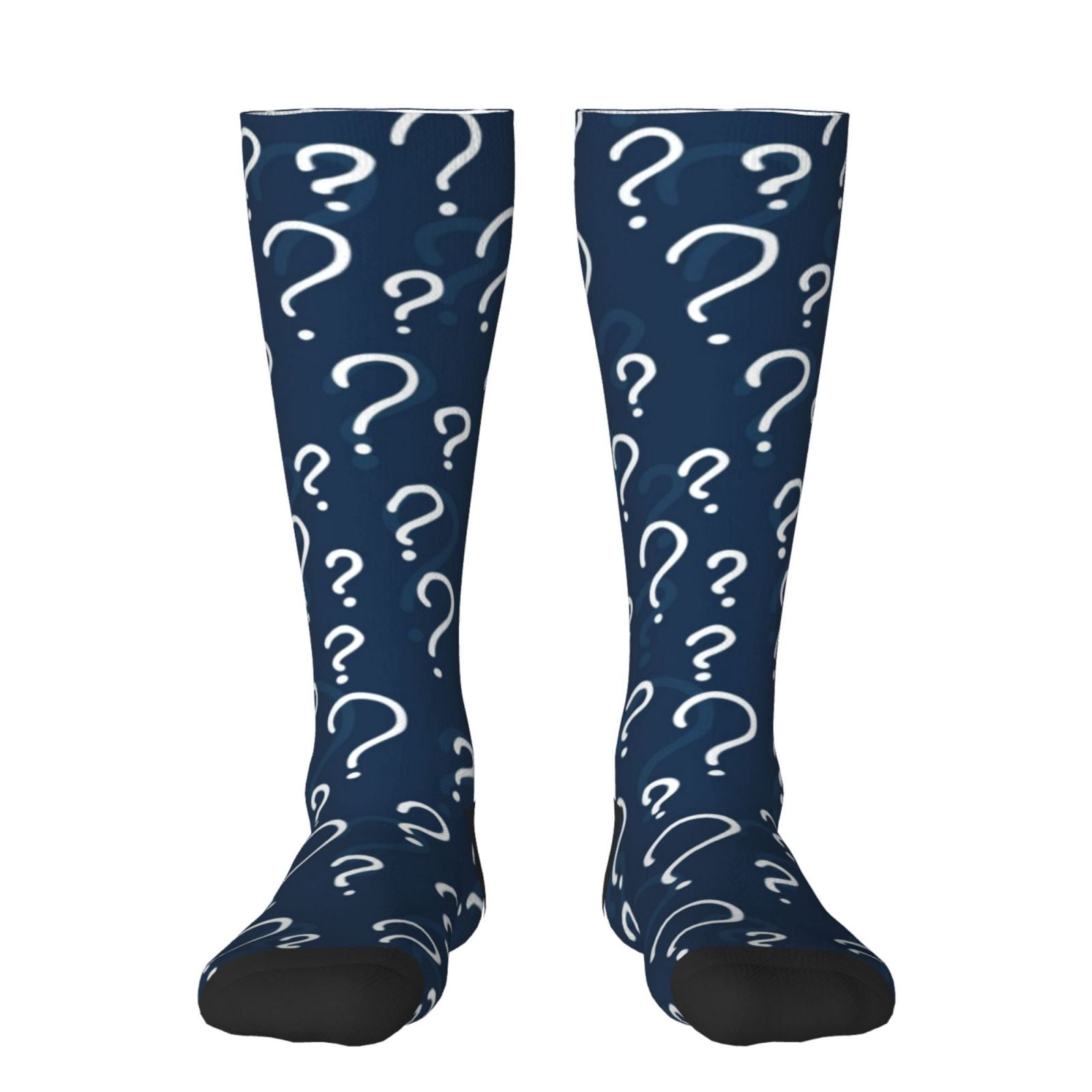 Vsdgher Question Marks Print Thigh High Socks Extra Long Stretchy Sock ...
