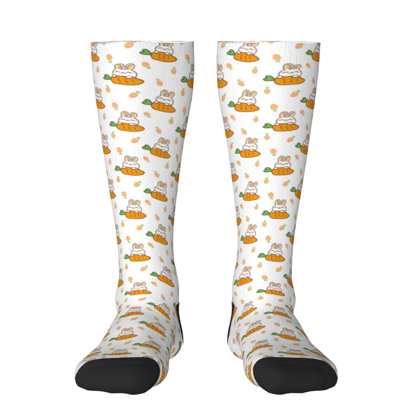 Vsdgher Rabbit And Carrot Print Thigh High Socks Extra Long Stretchy ...