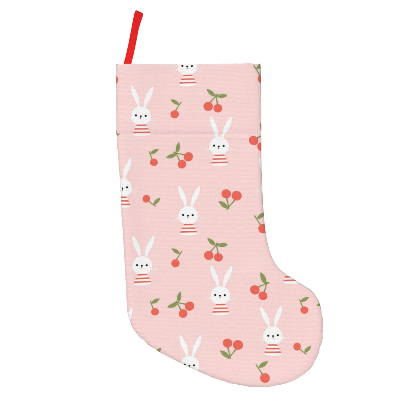 Vsdgher Rabbit And Cherry Christmas Stockings 18 inch Large Kids Stocking Bags Hanging Socks for ...