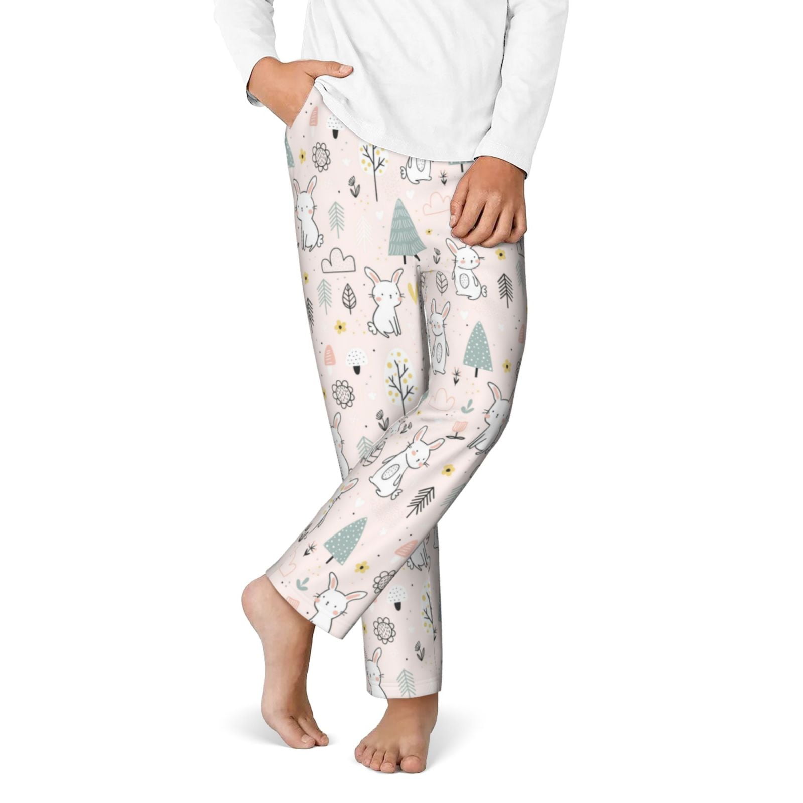 Vsdgher Rabbit Forest Print Kids Pajama Pants,Long Sleep Plaid Pants ...