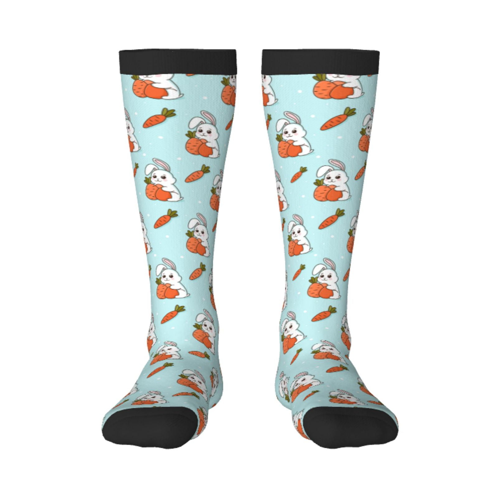 Vsdgher Rabbit Is Eating Carrots Print Thigh High Socks Extra Long ...